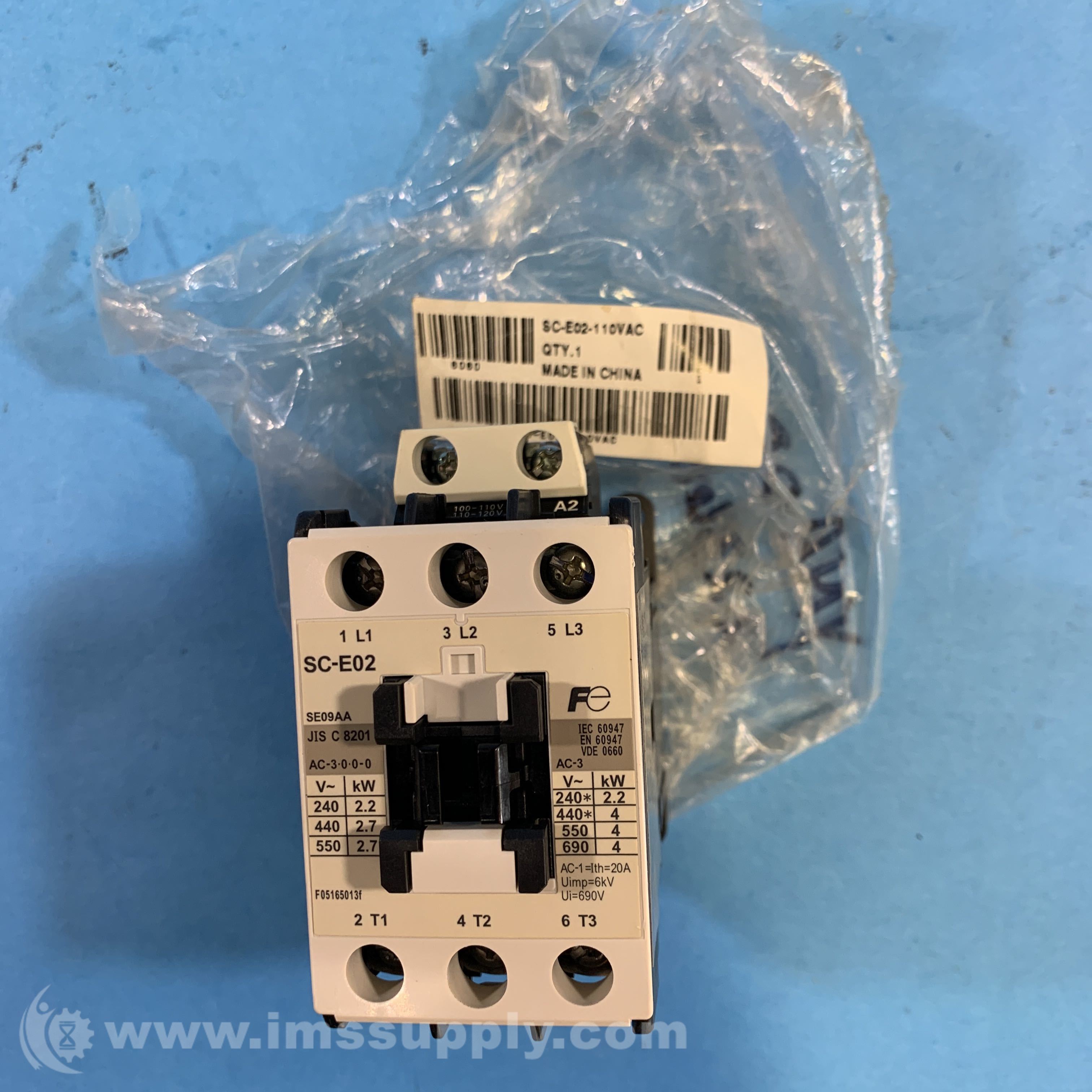 Fuji Electric SC-E02-110VAC Contactor, 3-P N/O, 120 VAC Coil, 9A - IMS ...