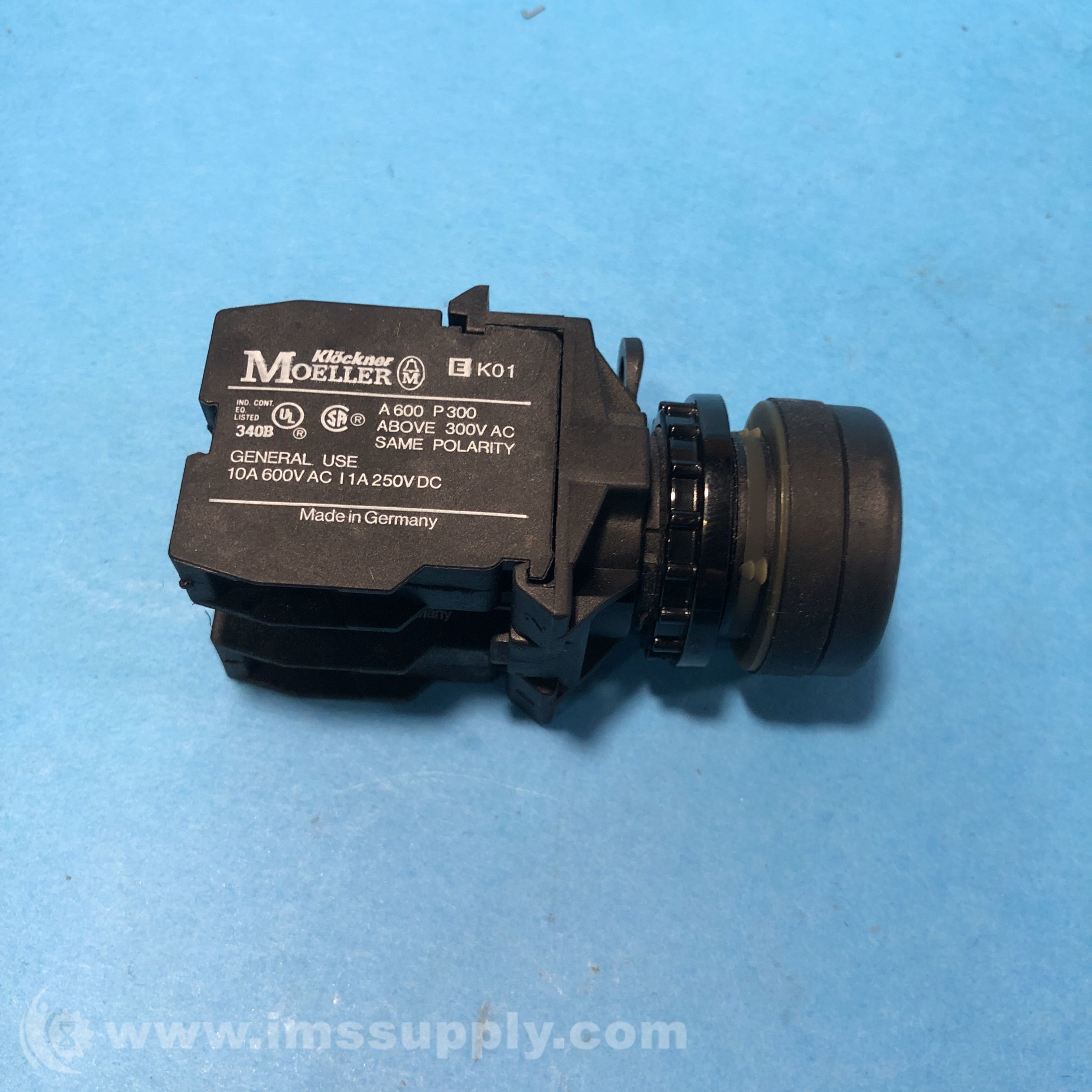Moeller Electric M22-D-S-K11 Pushbutton Switch, 22mm, Black - IMS Supply
