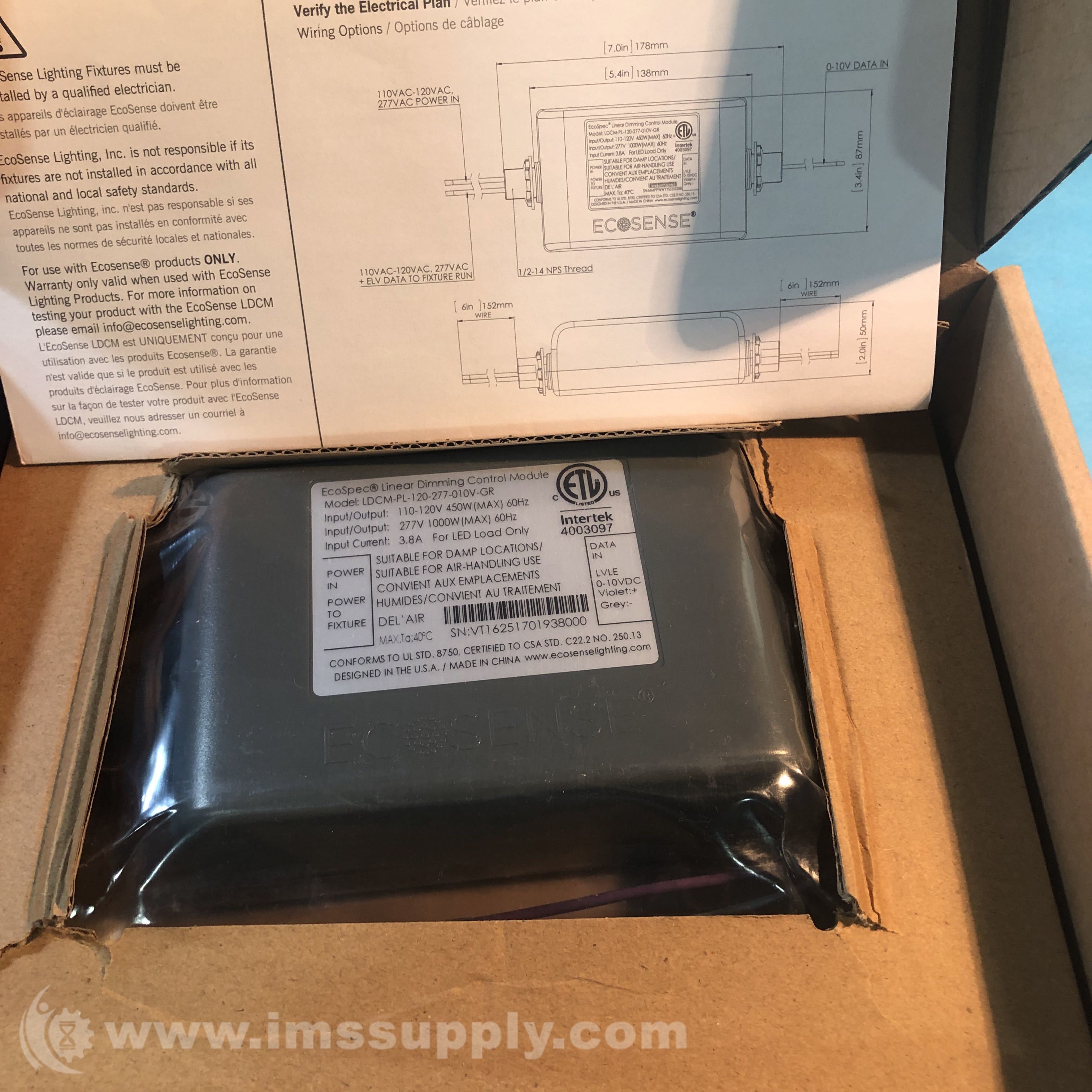 ECOSENSE LDCM-PL-120-277-010V-GR Linear Dimming Control Module - IMS Supply