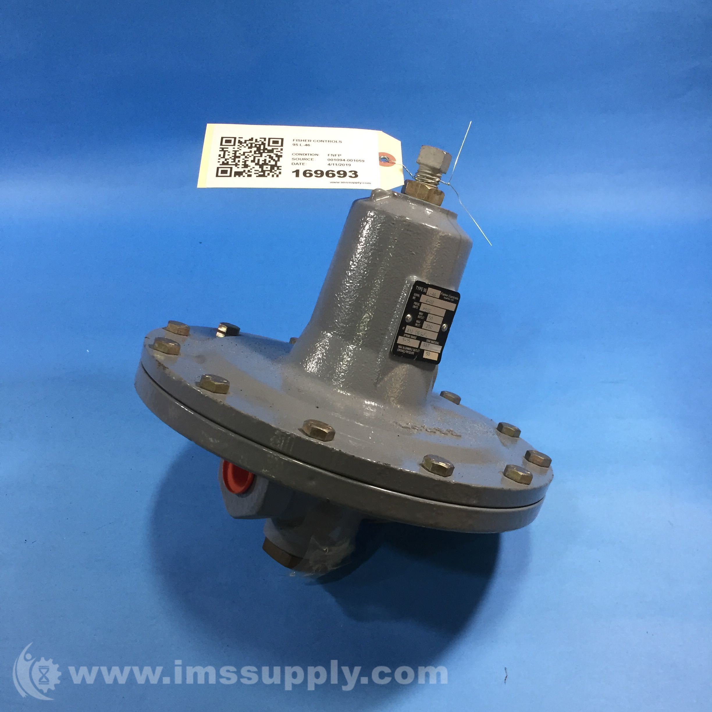 Fisher Controls 95 L-46 Pressure Regulator, 50 PSIG, 410 °F - IMS Supply