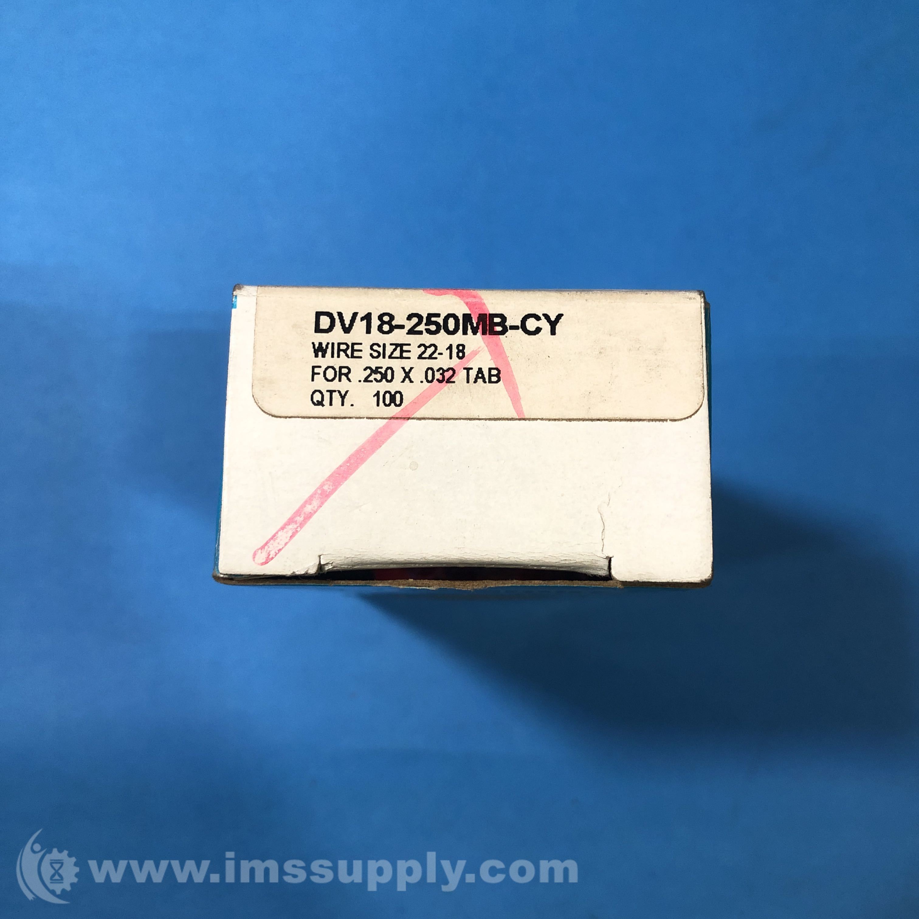 Panduit DV18-250MB-CY Box of 100 Male Tab Disconnect Terminals - IMS Supply