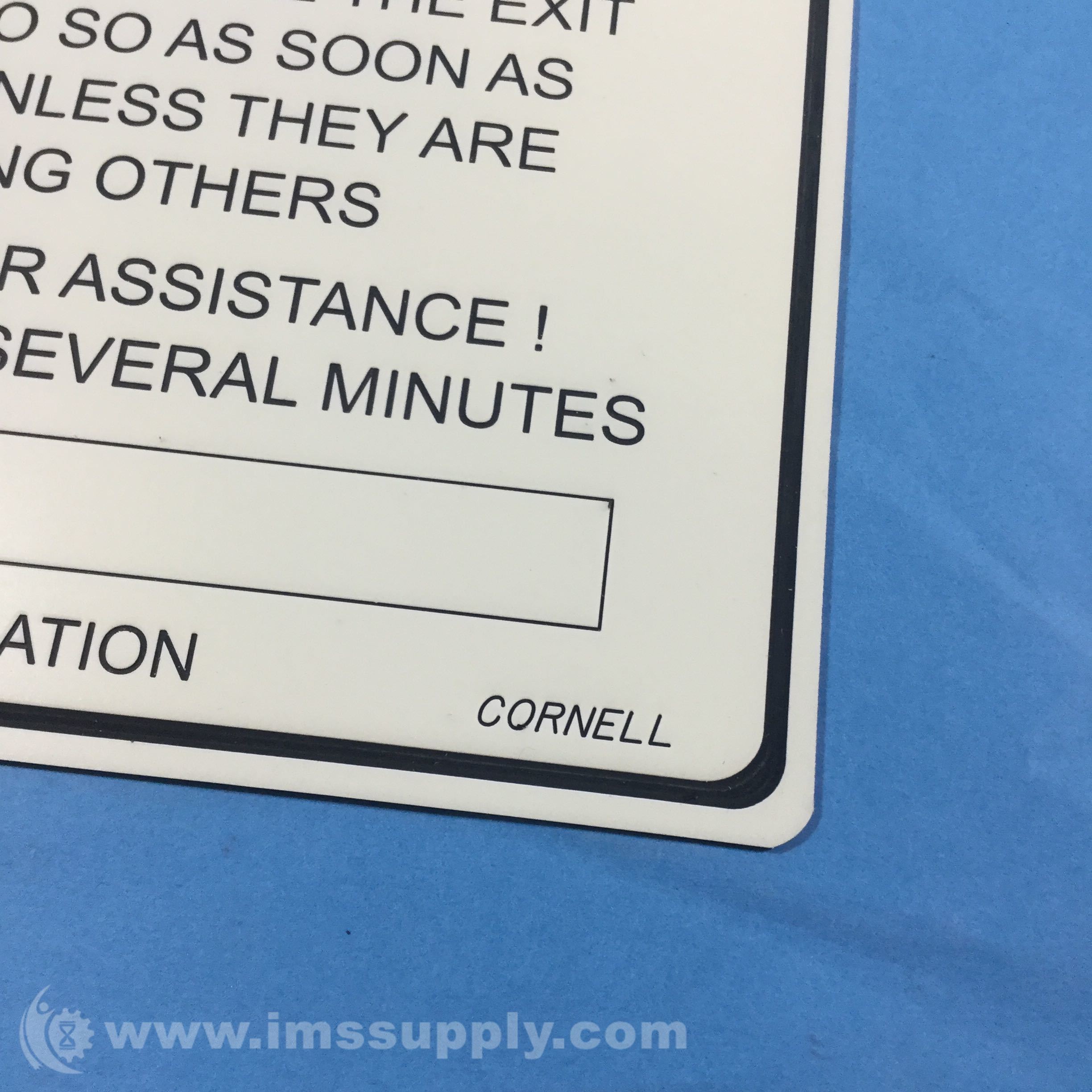 Cornell Communications SN-C48 Sign, Instructions - IMS Supply