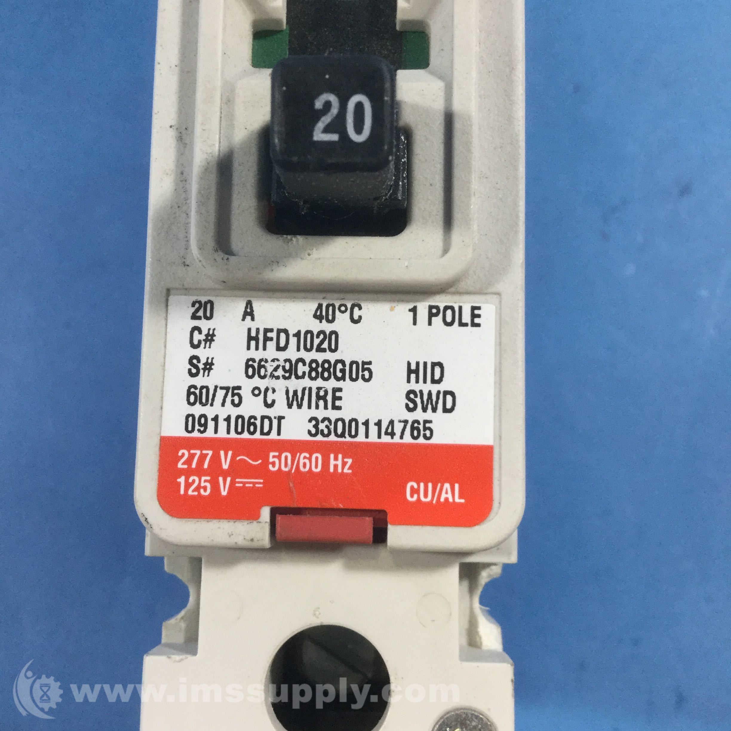 Cutler Hammer HFD1020, 20 AMP, 1 Pole,Series C,Industiral Circuit - IMS ...