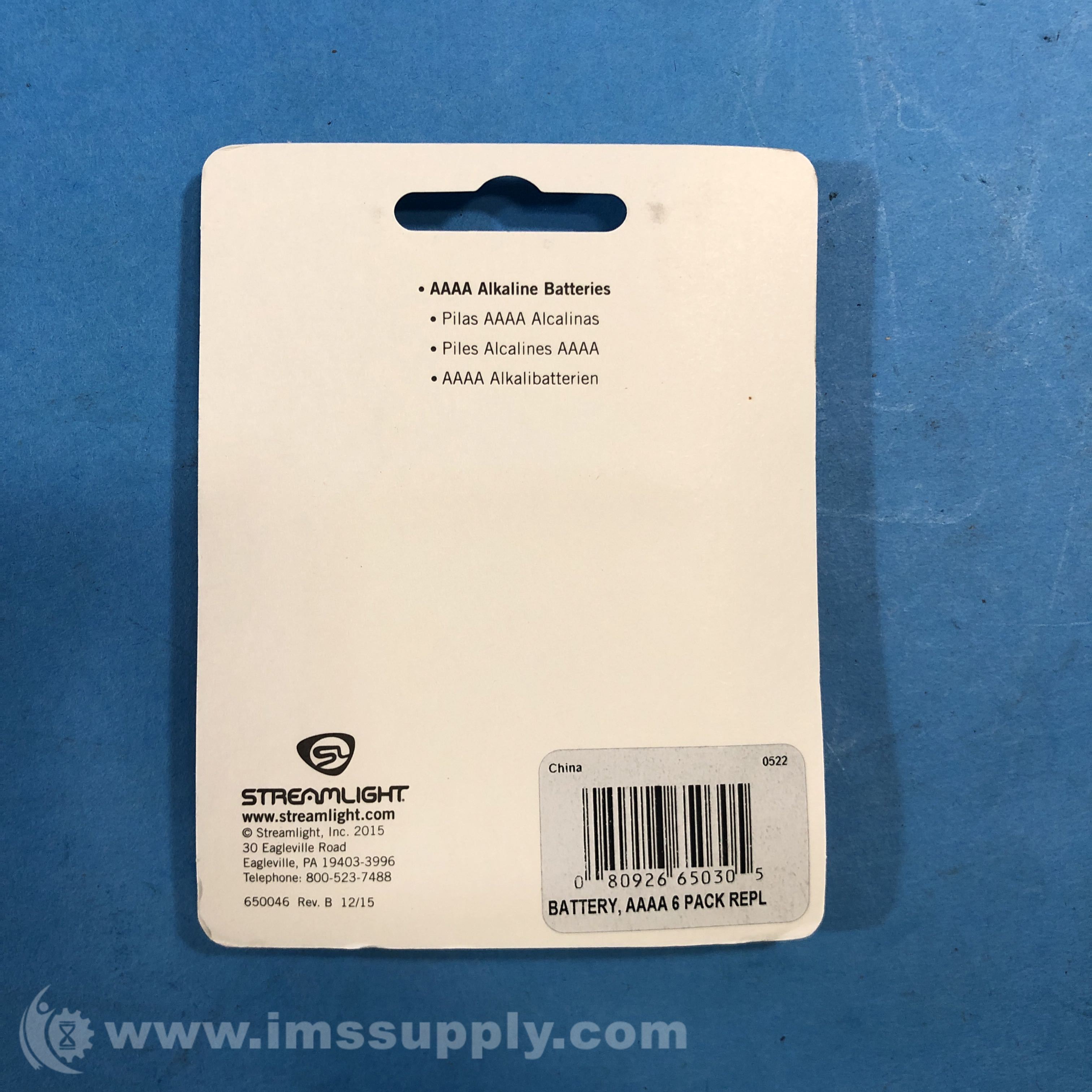 Streamlight Inc. 65030 Pack of 6 AAAA Alkaline Batteries - IMS Supply