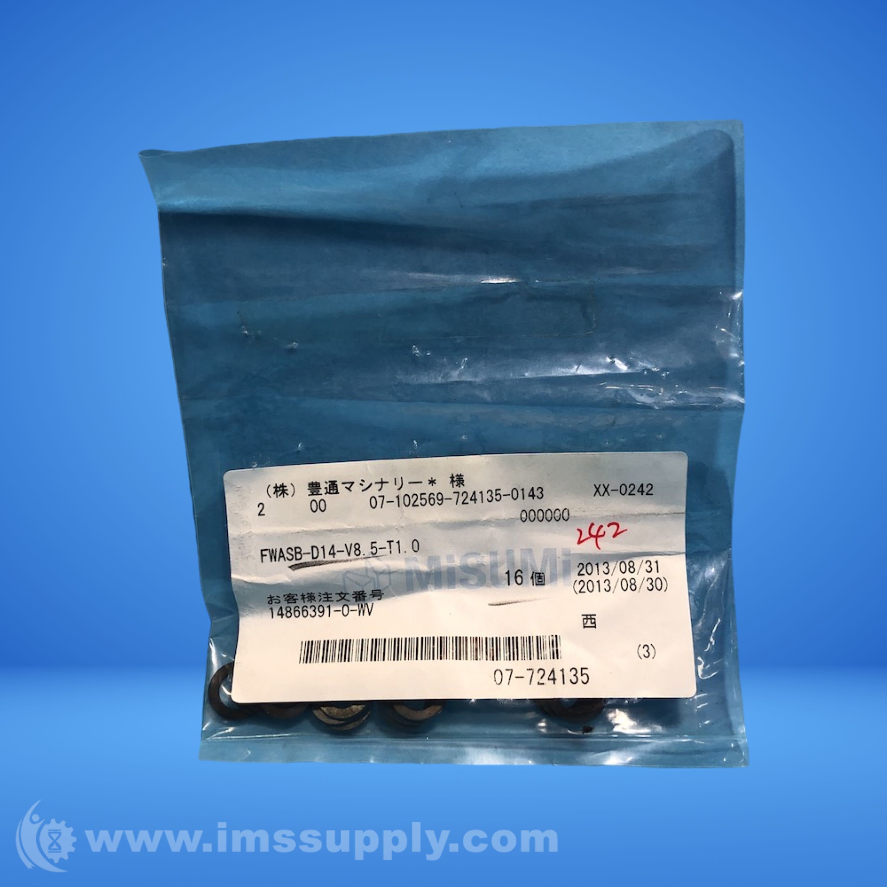 Misumi FWASB-D14-V8.5-T1.0 Bag of 16 - IMS Supply