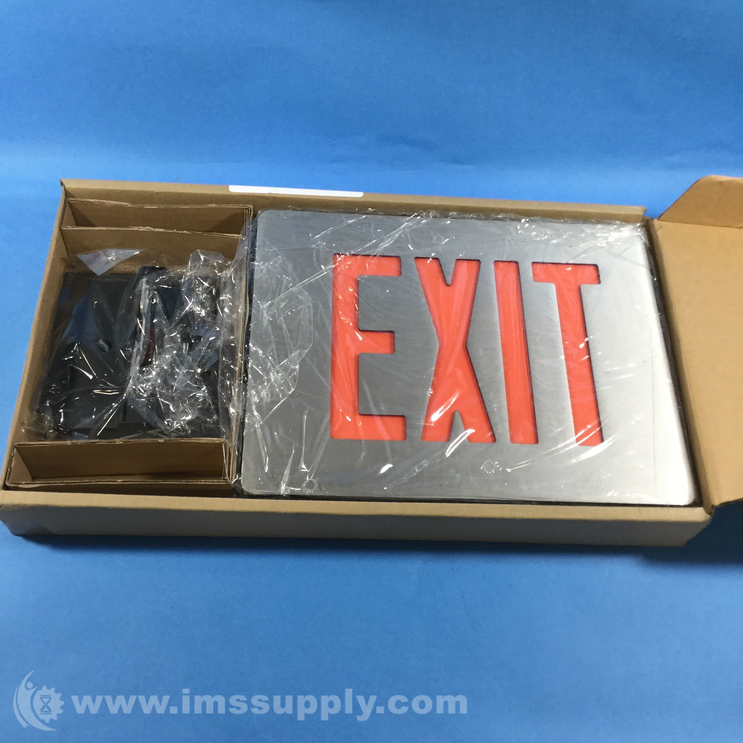 Dual Lite SEDRBN LED Exit Sign, Red Letters AC Only Aluminum - IMS Supply