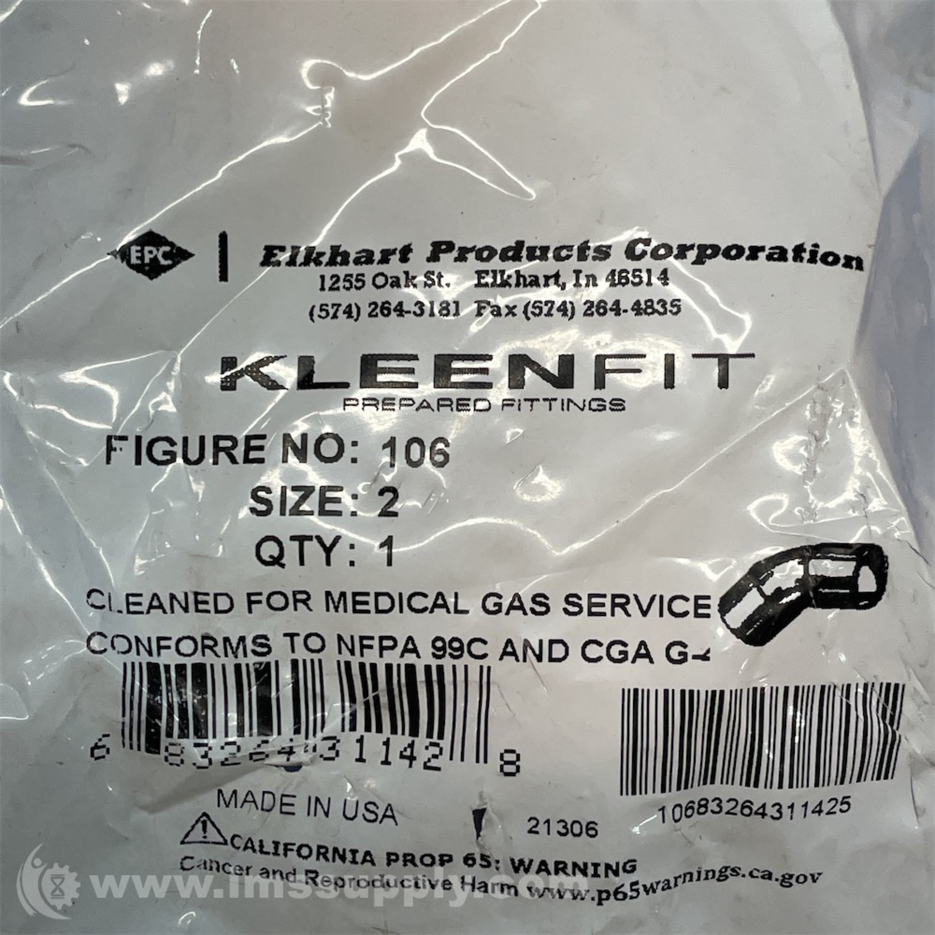 Elkhart Products (EPC) 106 45-Degree Elbow Pipe Fitting, 2in - IMS Supply