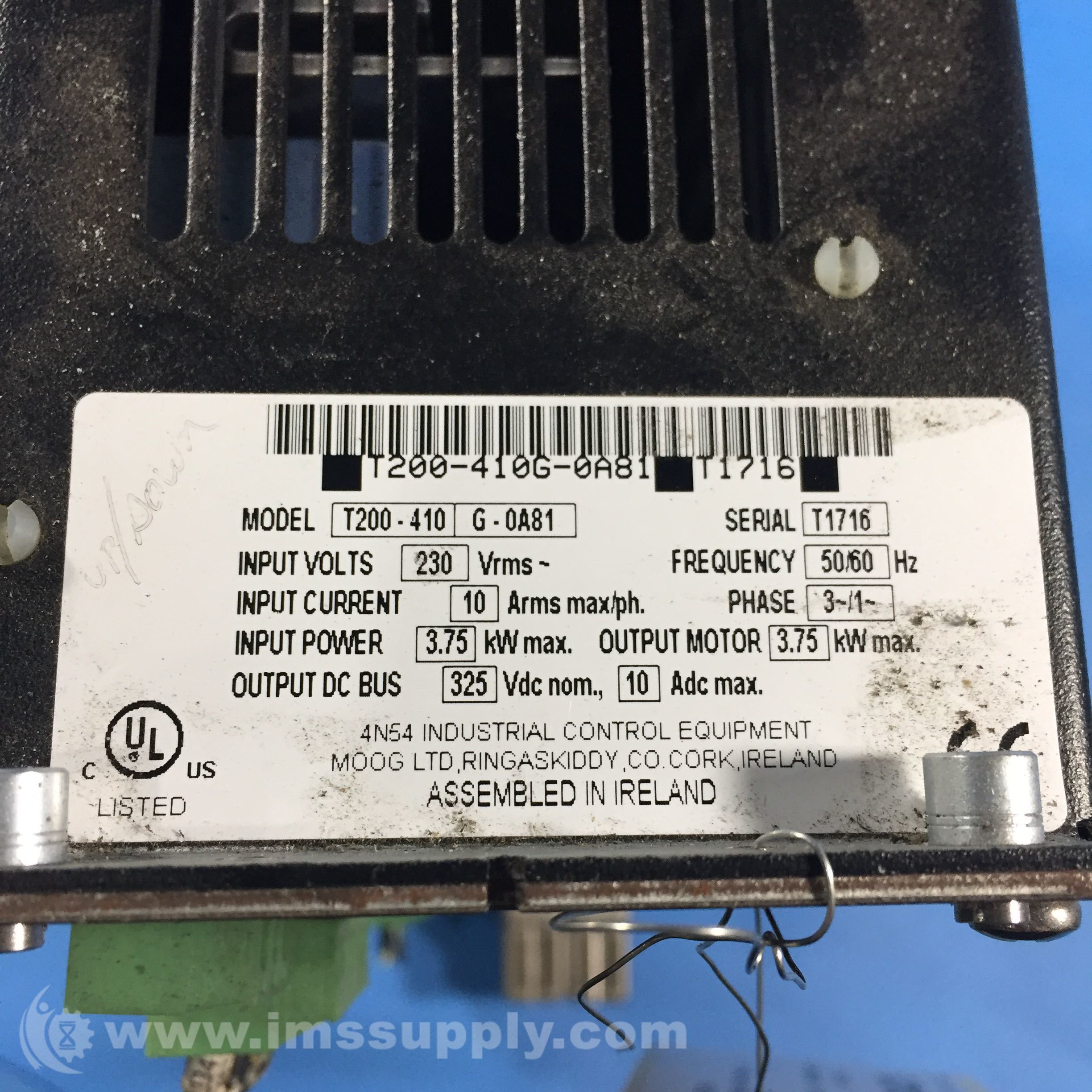 Moog T200-410-G-0A81 T200 Series Programmable Servo Drive - IMS Supply