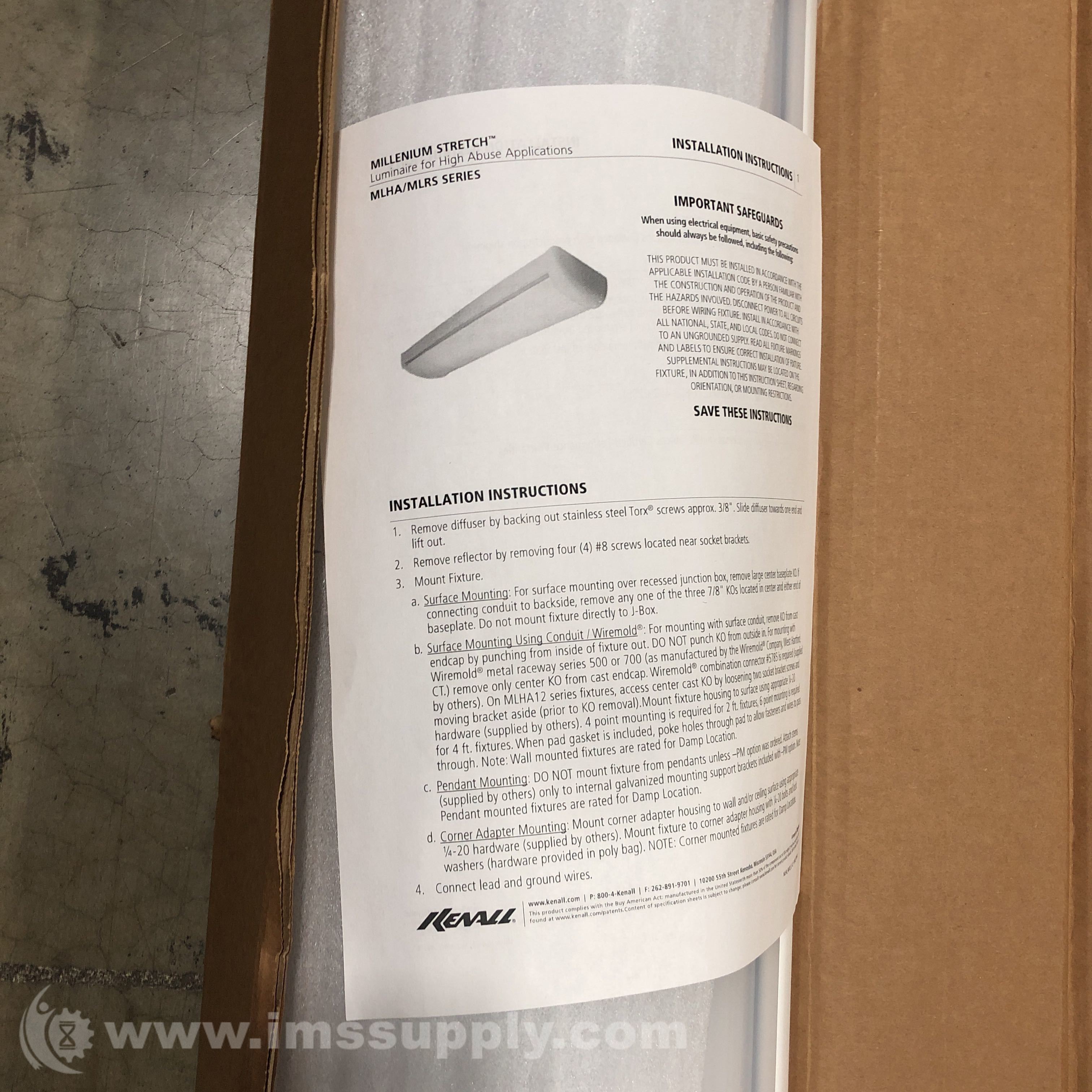 Kenall MLHA8 Fluorescent Lighting Fixture, 96 Length - IMS Supply