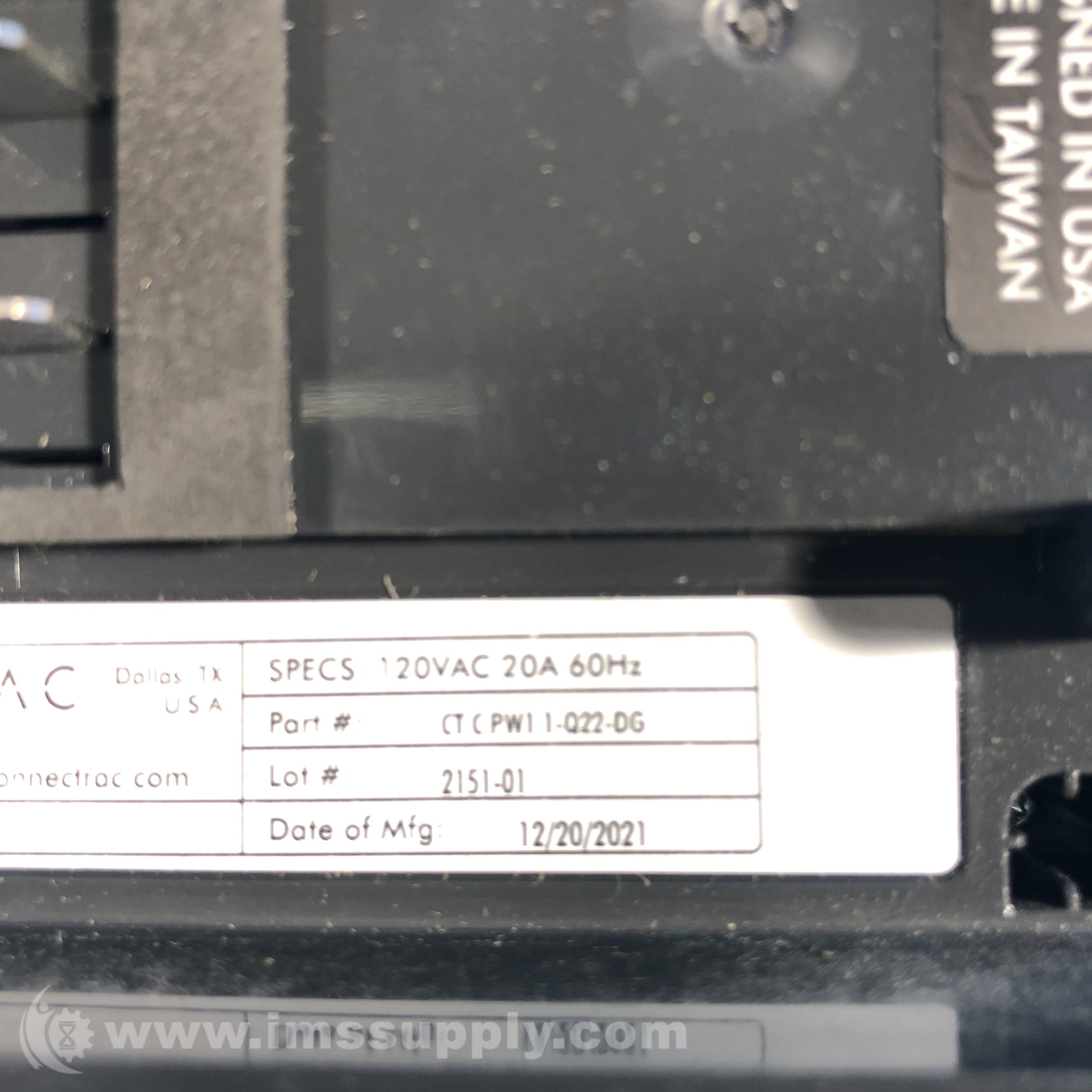 Connectrac CT.C.PW1.1-Q22-DG Power Device Receptacle - IMS Supply
