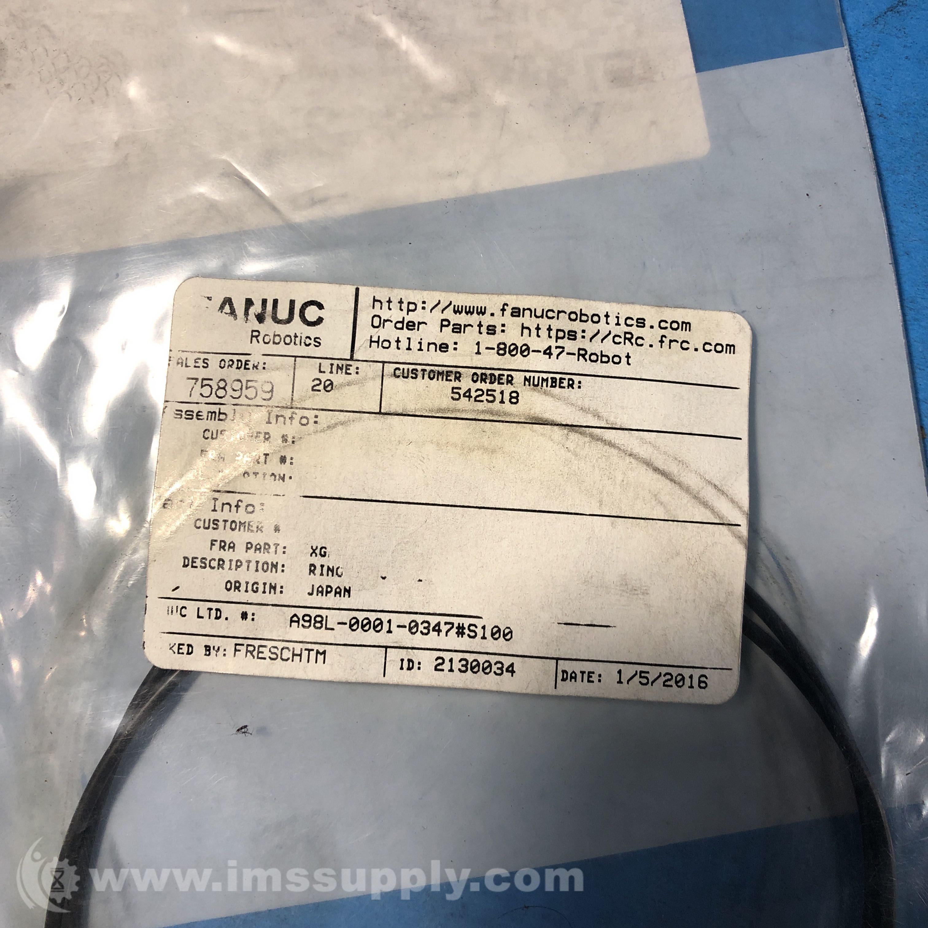 Fanuc A98L-0001-0347#S100 Bag of 2 Black O Rings - IMS Supply