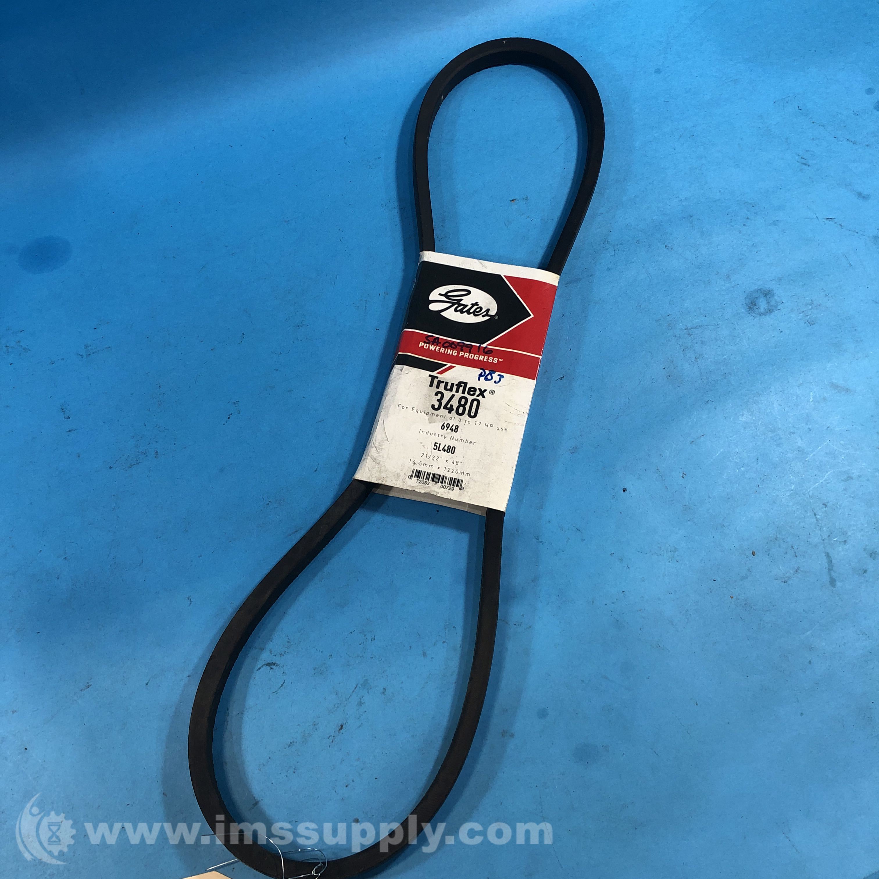 Gates 3480 Truflex Light Duty V-Belt, 48 inch length - IMS Supply