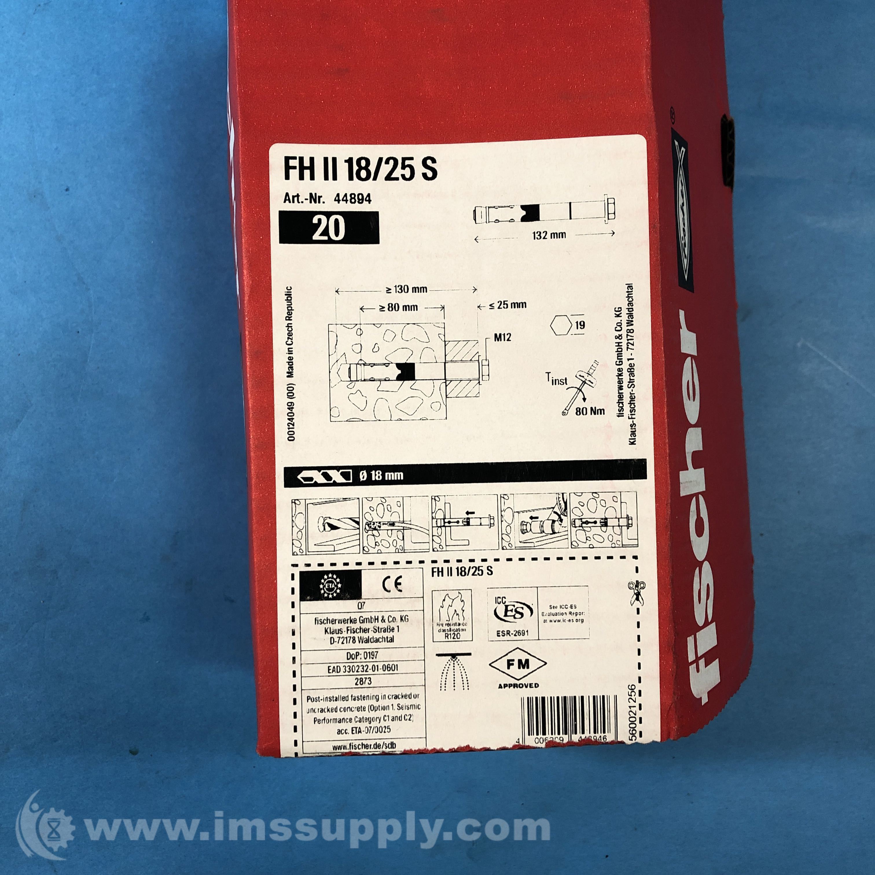 Fischerwerke FH II 18/25 S Pack of 20 High Performance Anchors - IMS Supply