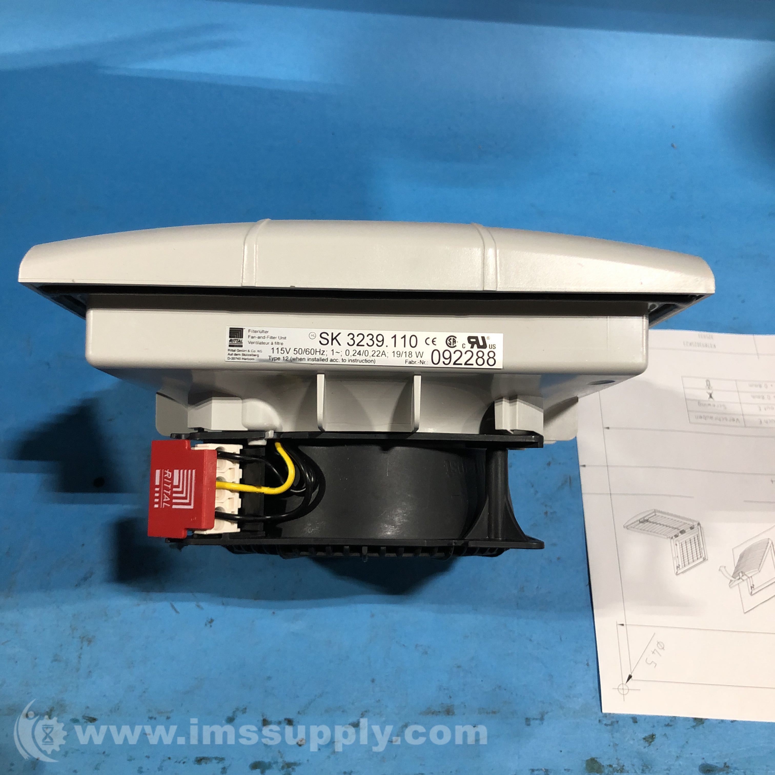 Rittal SK 3239.110 Top Thermal Fan and Filter, AC, 115V - IMS Supply