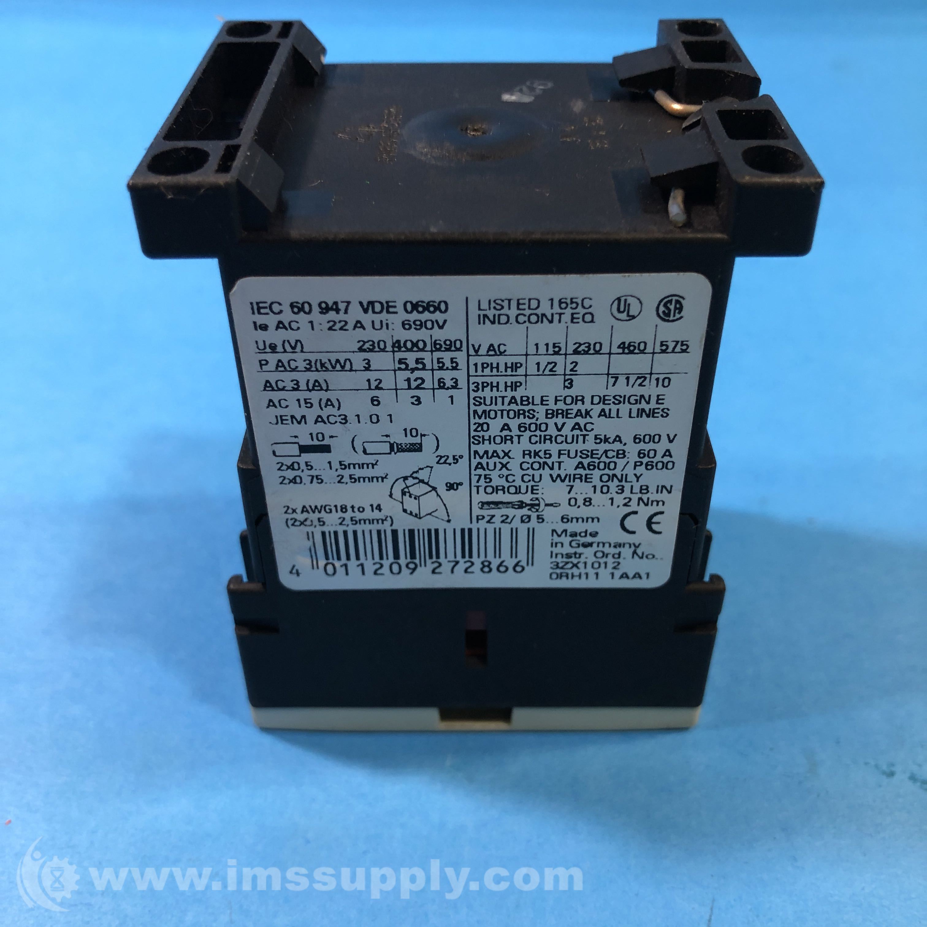 Siemens IEC 60 947 VDE 0660 Starter Relay / Contactor - IMS Supply