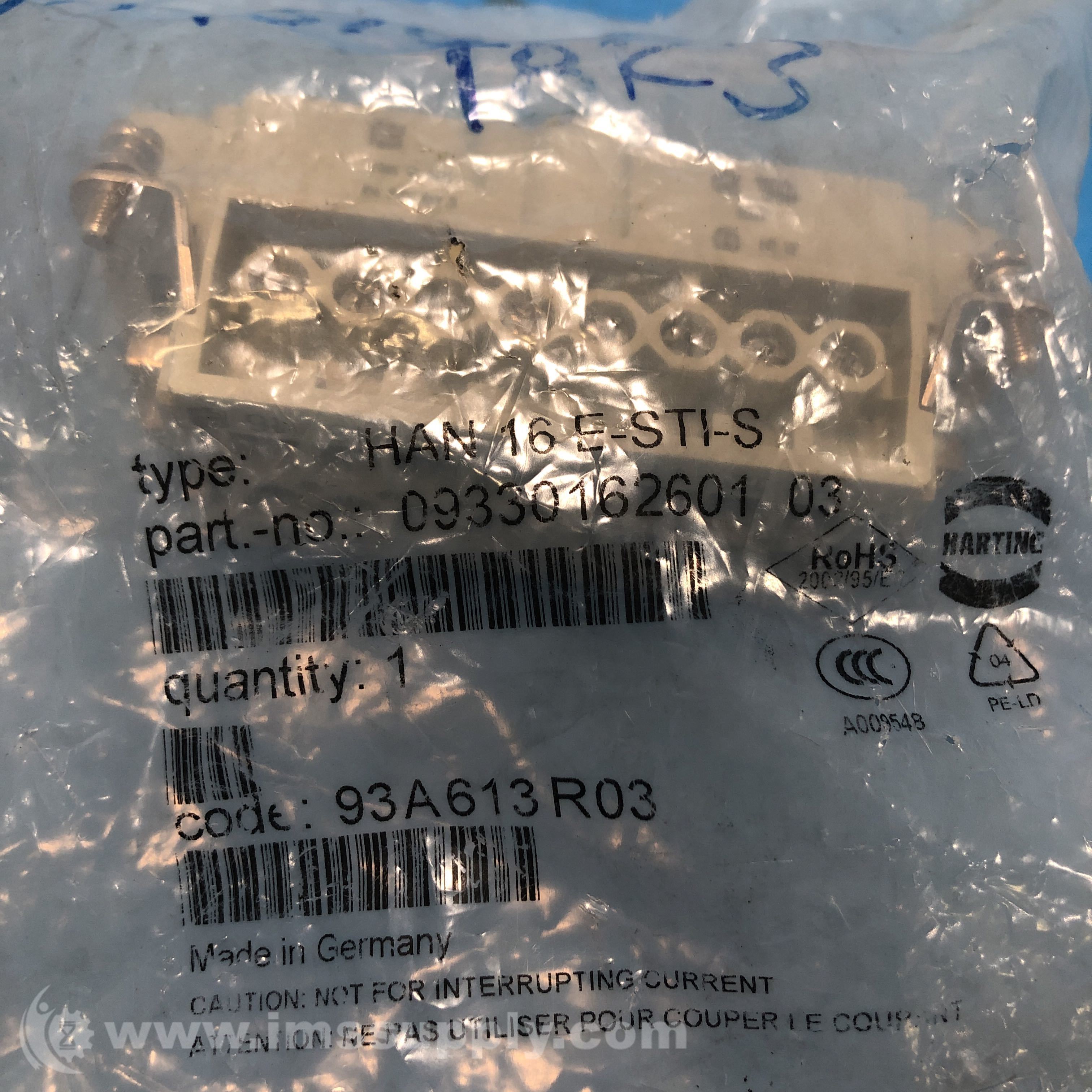 Harting 09330162601 03 Heavy Duty Power Connectors HAN E 16P - IMS Supply