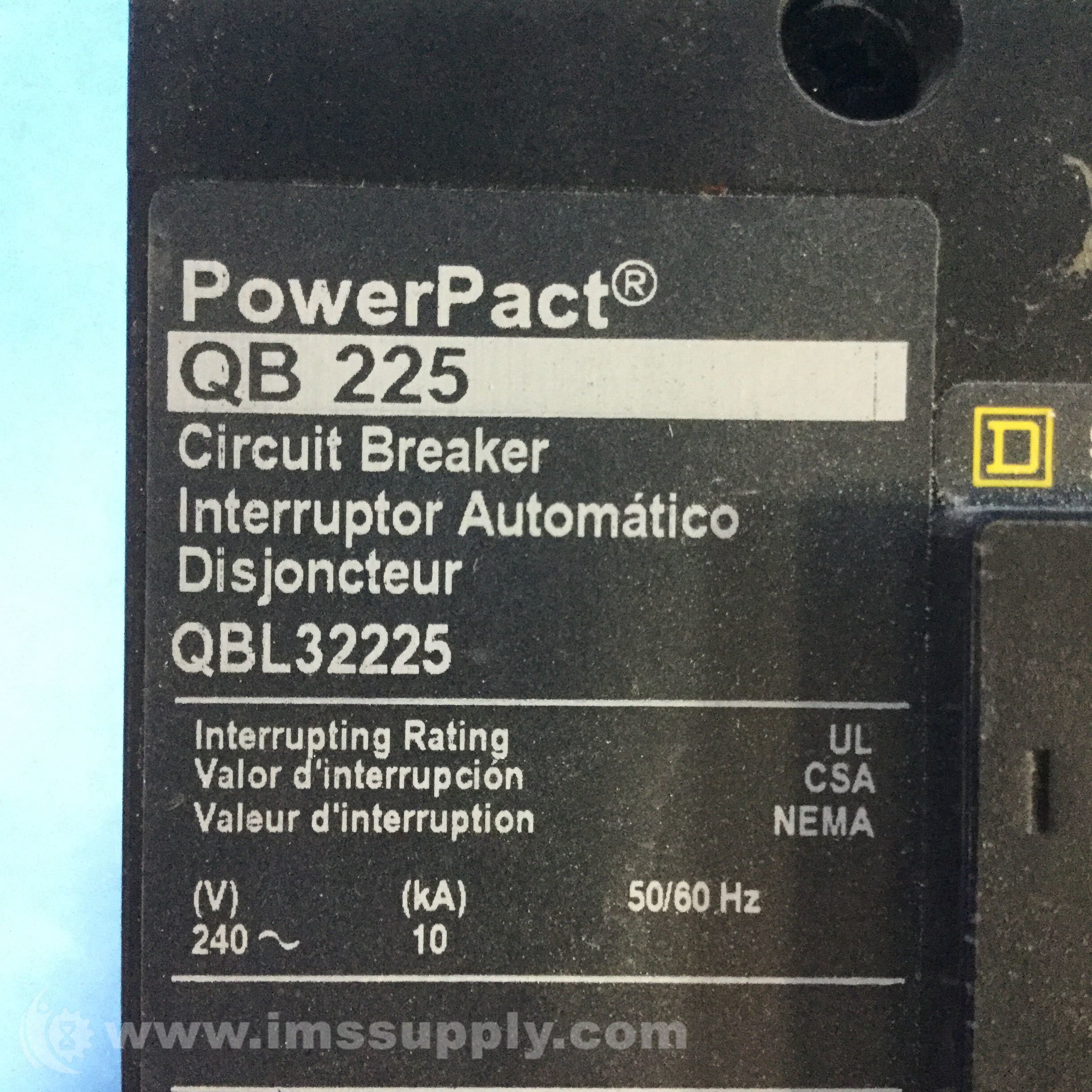 Square D QBL32225 PowerPact Q Molded Case Circuit Breaker, 3-pole - IMS ...