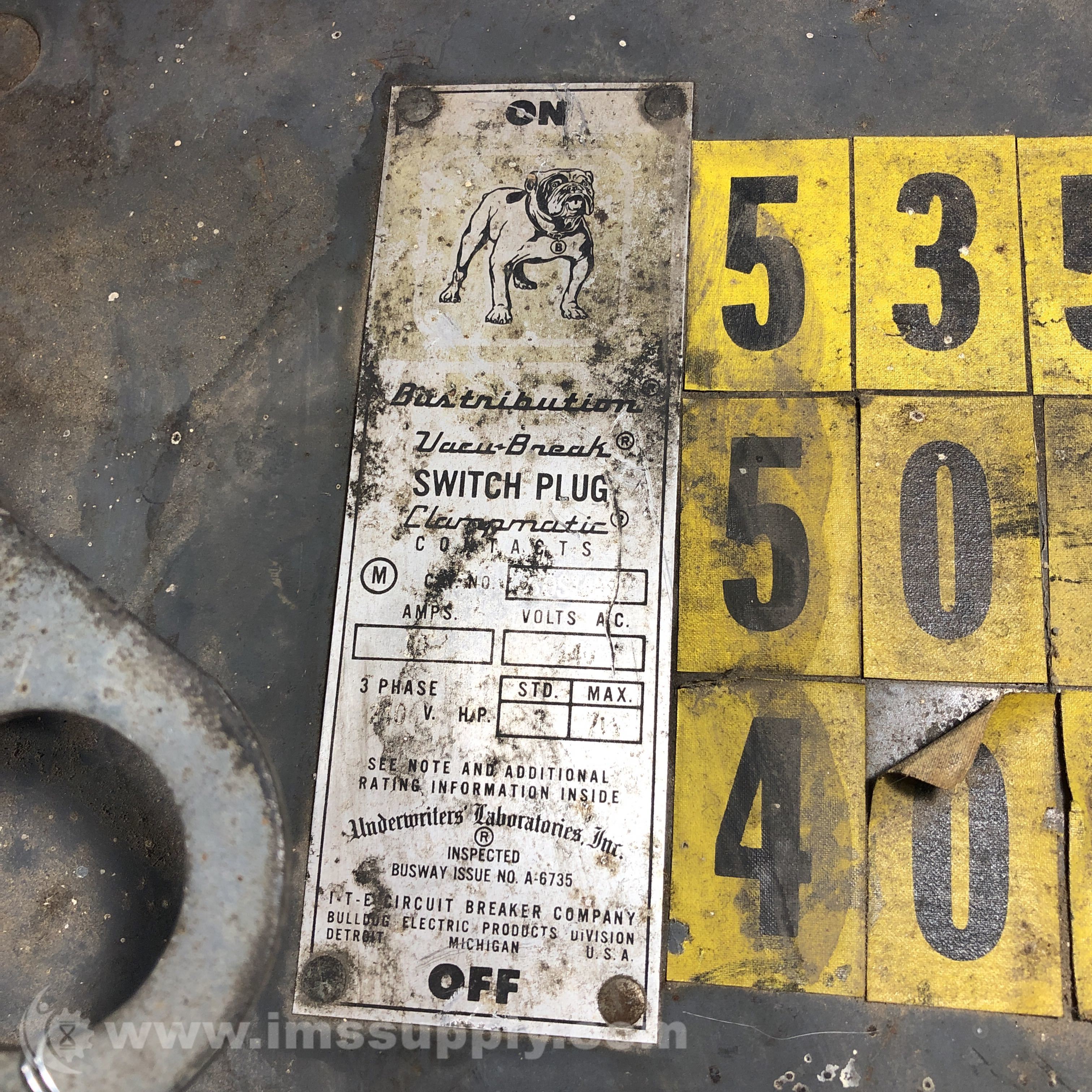 Bulldog Electric Products BOS14321 Fusible Style Bus Plug - IMS Supply