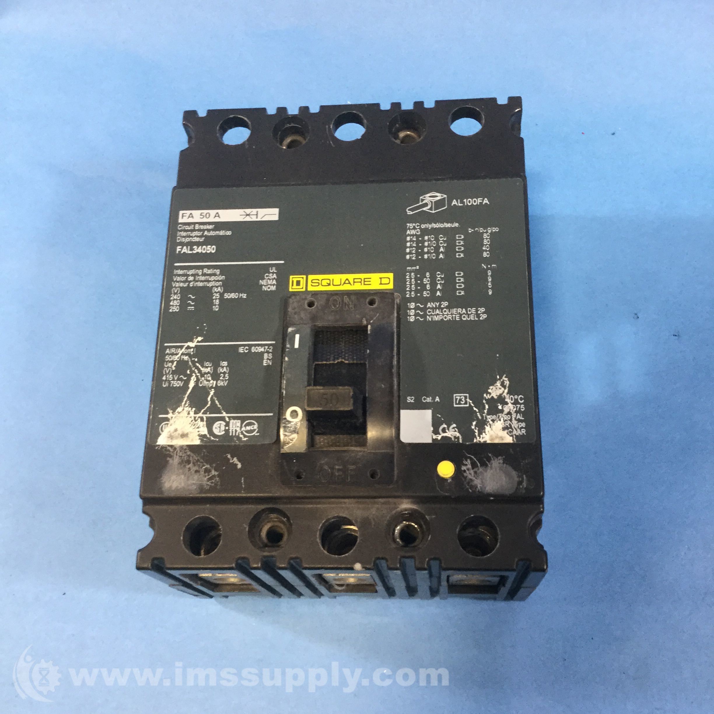 Square D FAL34050 3 Pole Circuit Breaker, FA 50 A - IMS Supply