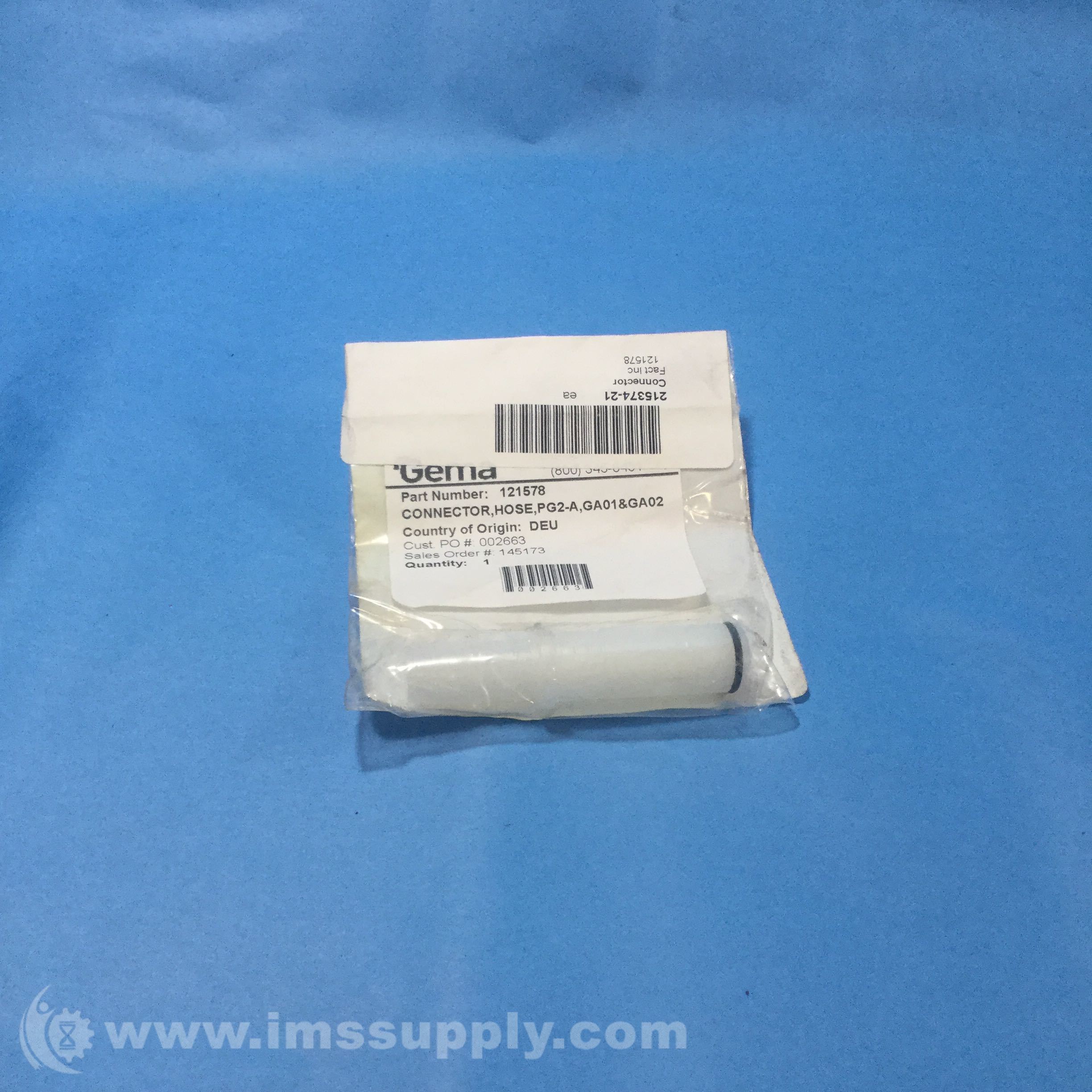 Gema 121578 Hose Connector, PG2-A, GA01&GA02 - IMS Supply