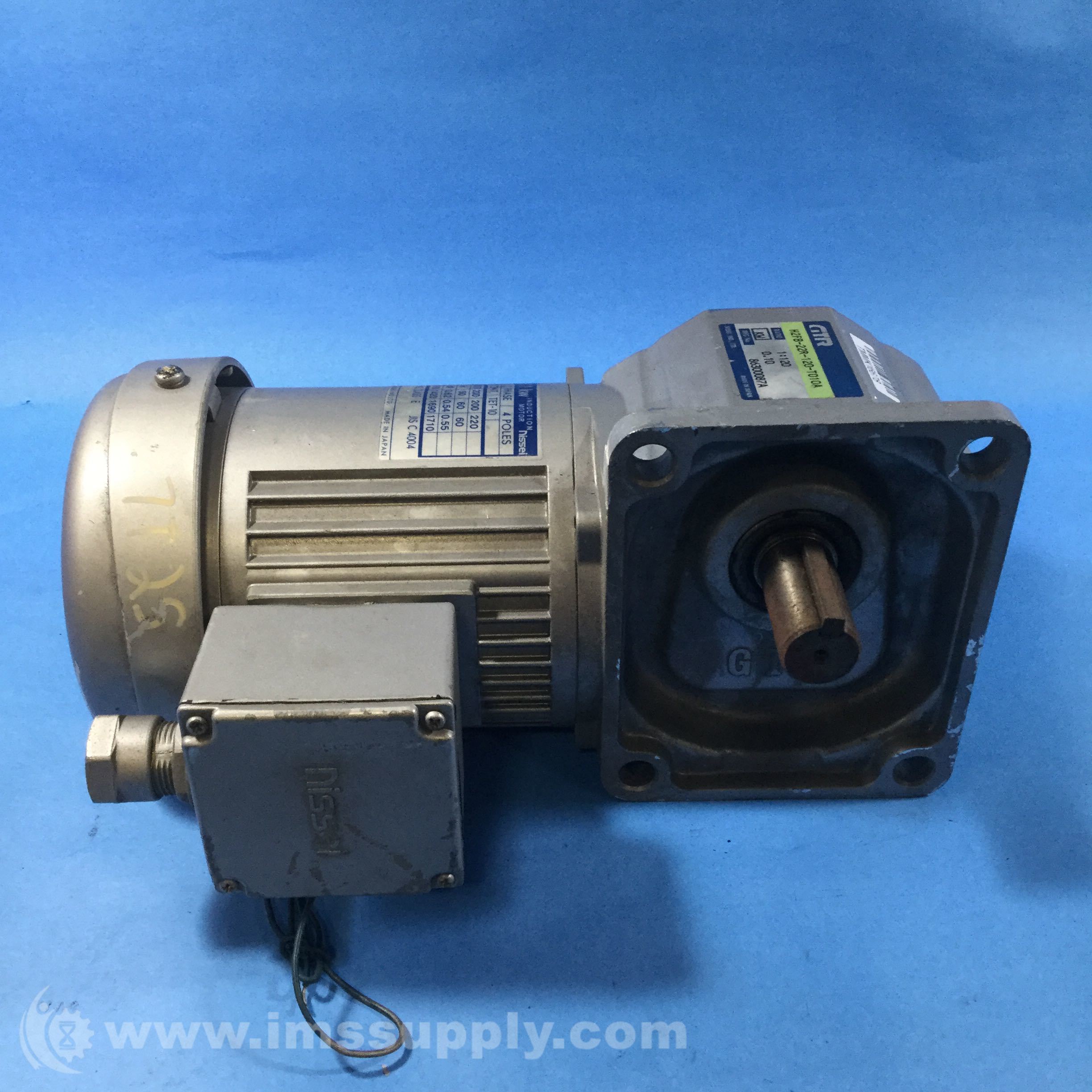 Nissei Corp. H2FB-22R-120-T010A Induction Motor, 3-Phase, 4-Pole - IMS Supply
