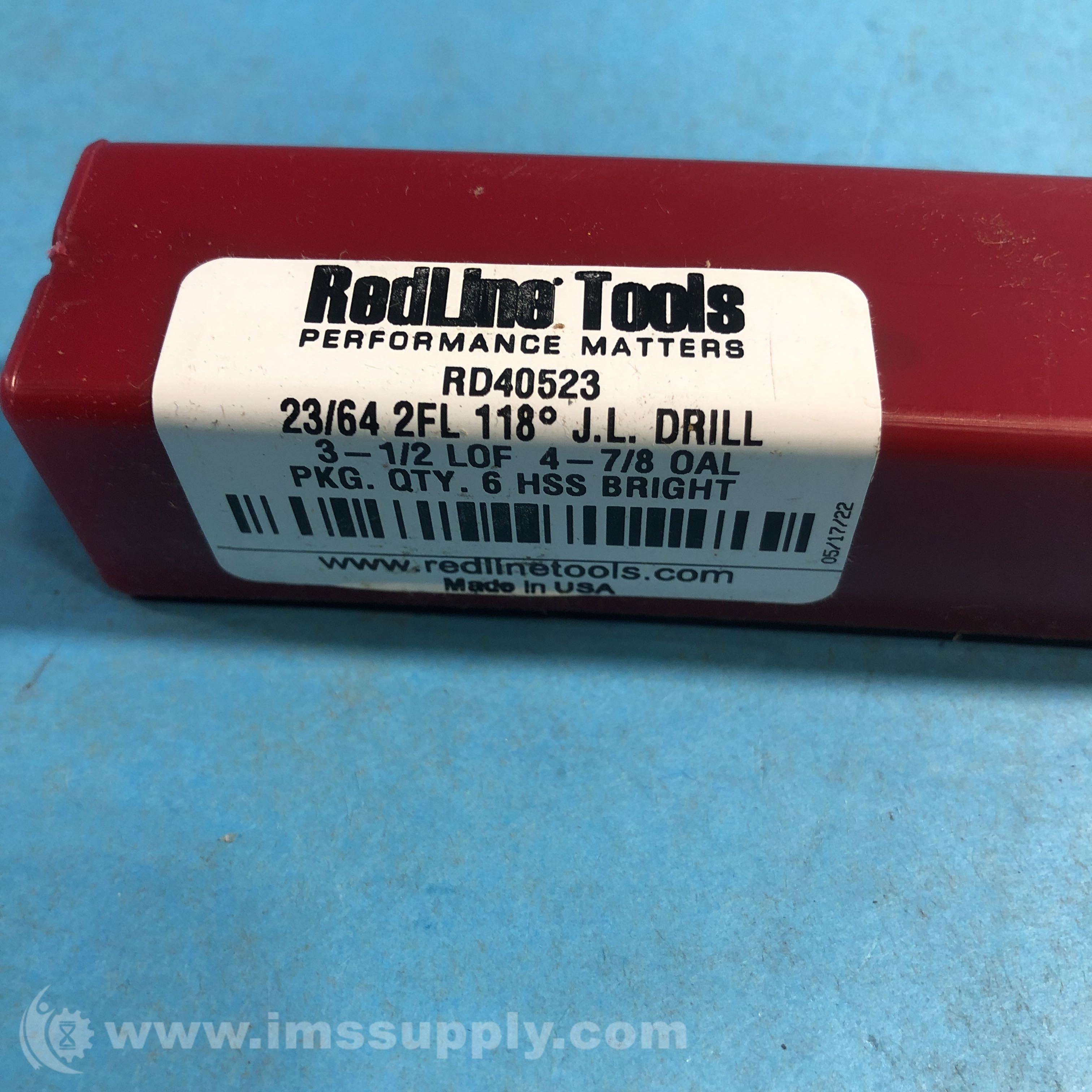 RedLine Tools RD40523 Pack of 6, 23/64 2Fl HSS JL Drill Bit - IMS Supply