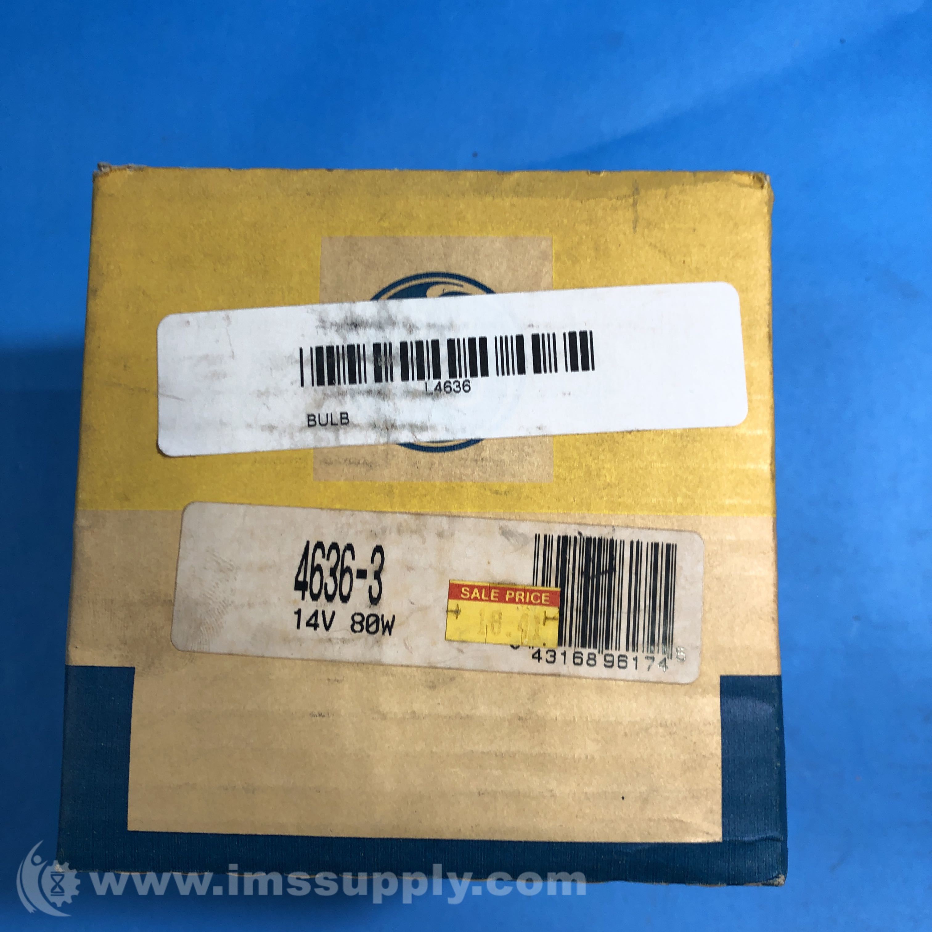 General Electric 4636-3 All Glass Sealed Beam Lamp, 14V, 80W - IMS Supply