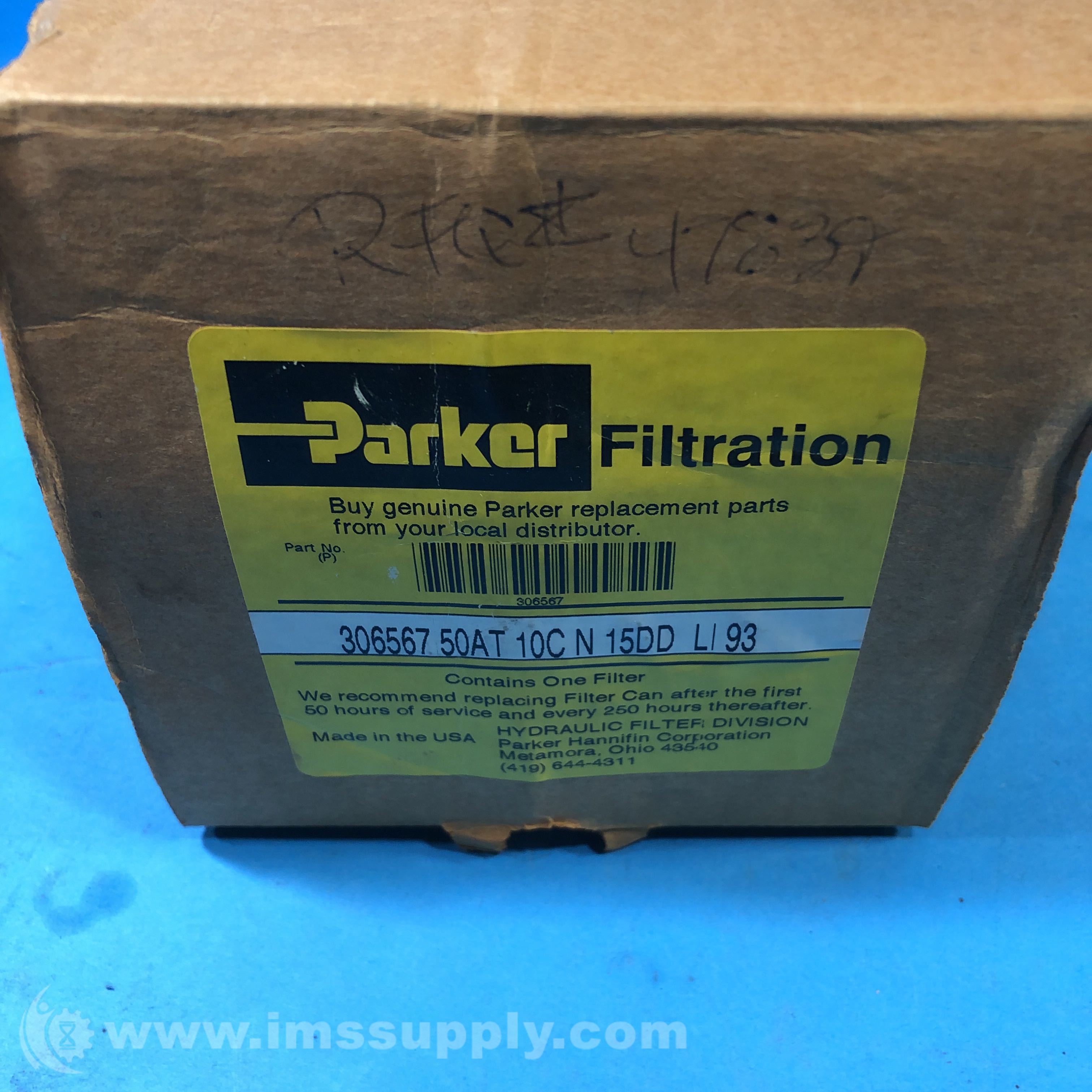 Parker 926169 Hydraulic Filter Element, 10 Micron Rating, 150 psi - IMS ...