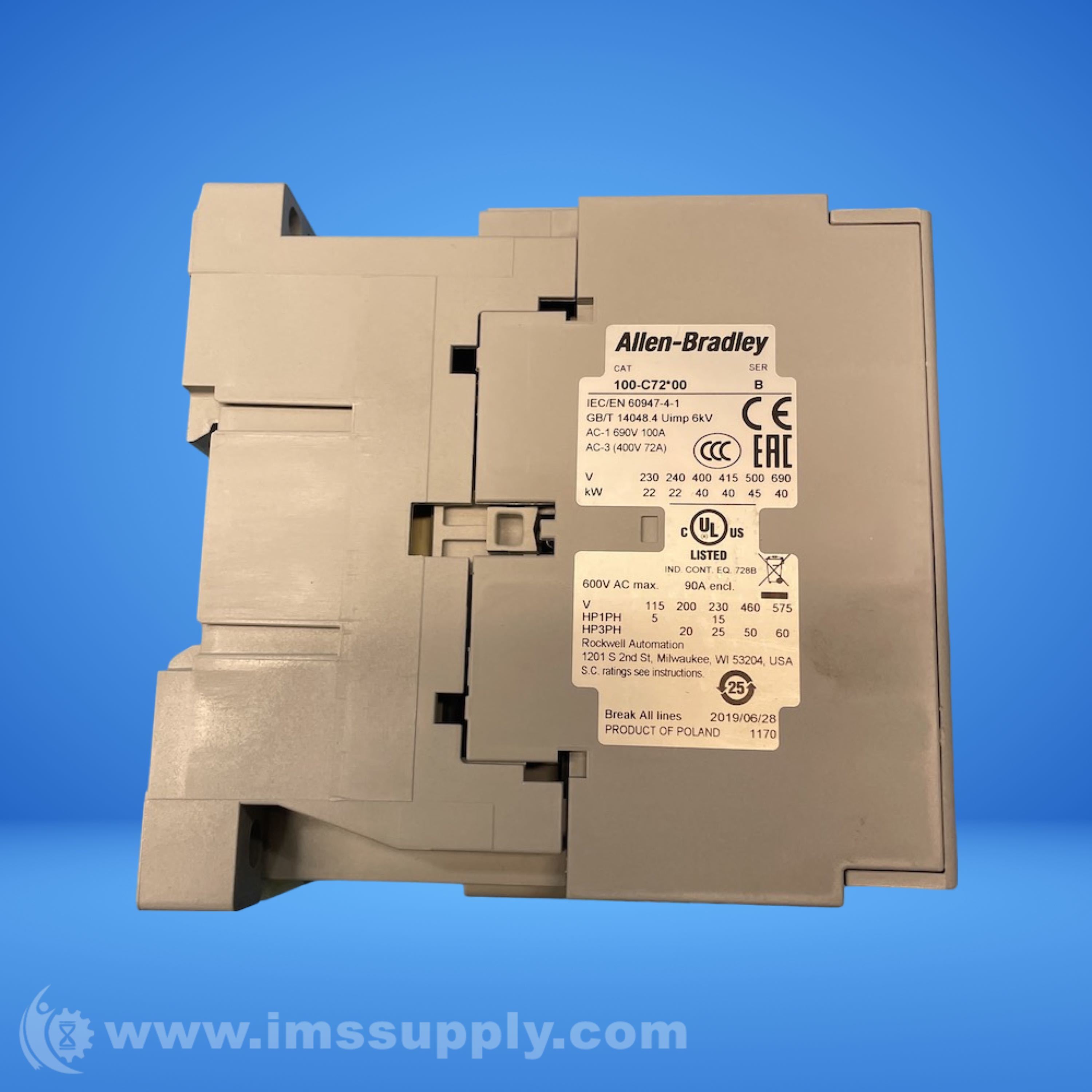 Allen Bradley 100-C72D00 Series B Contactor - IMS Supply
