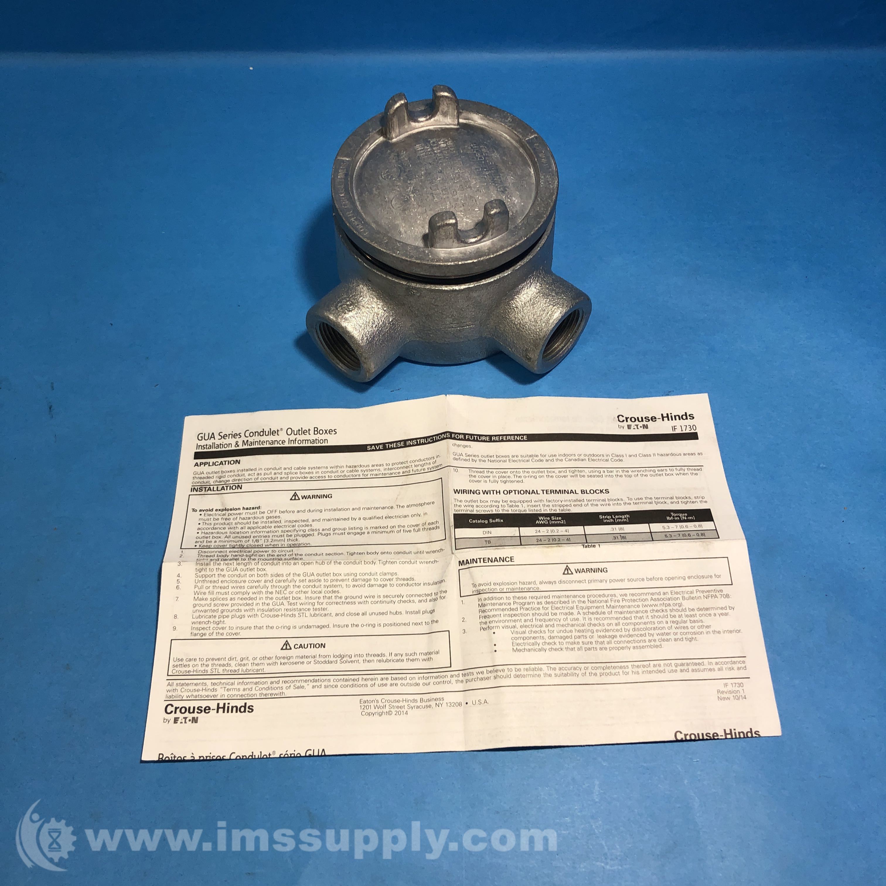 Crouse Hinds GUAL26 Condulet GUA Conduit Outlet Box with Cover - IMS Supply