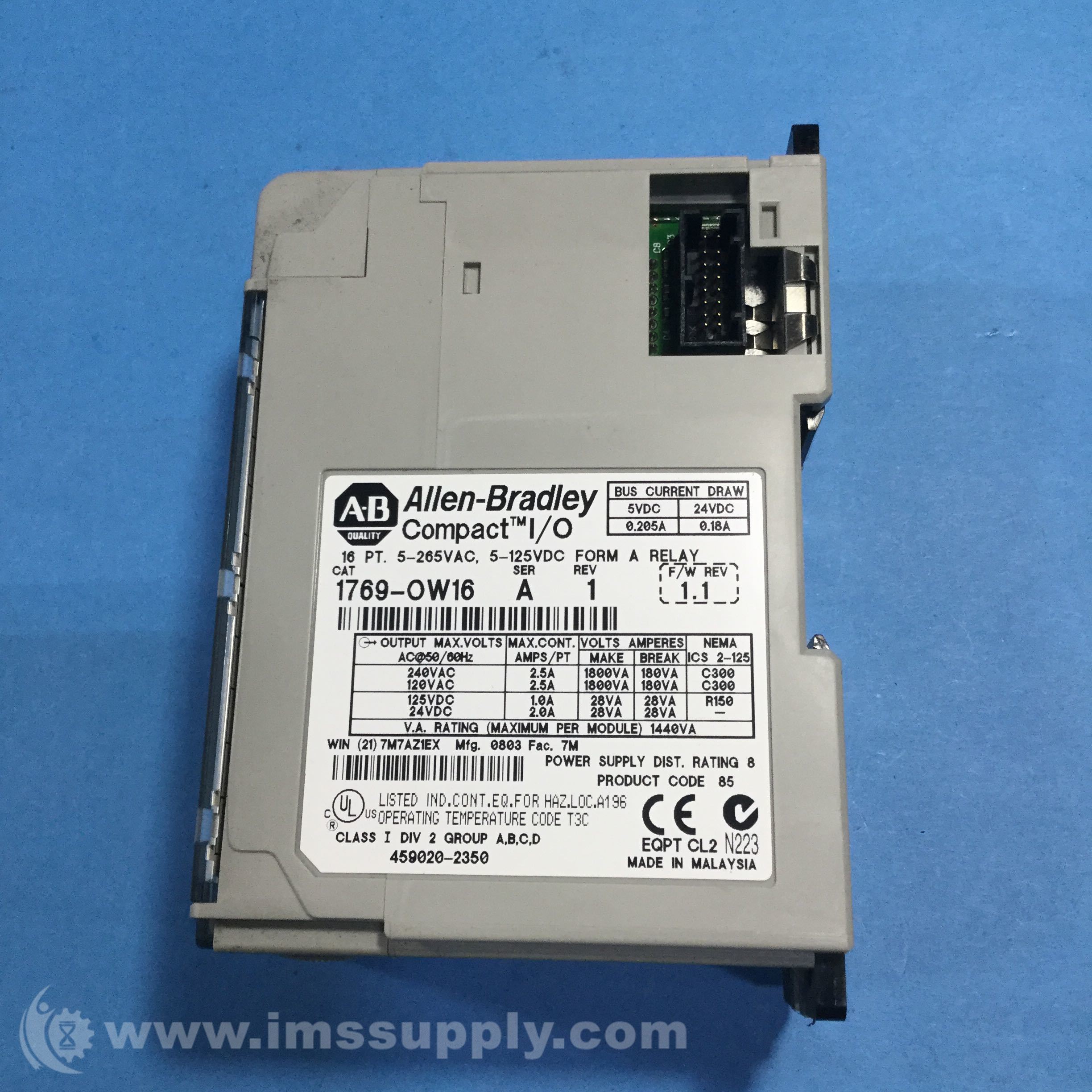 Allen Bradley 1769-OW16 Revision 1 Series A D/O Relay Module - IMS Supply