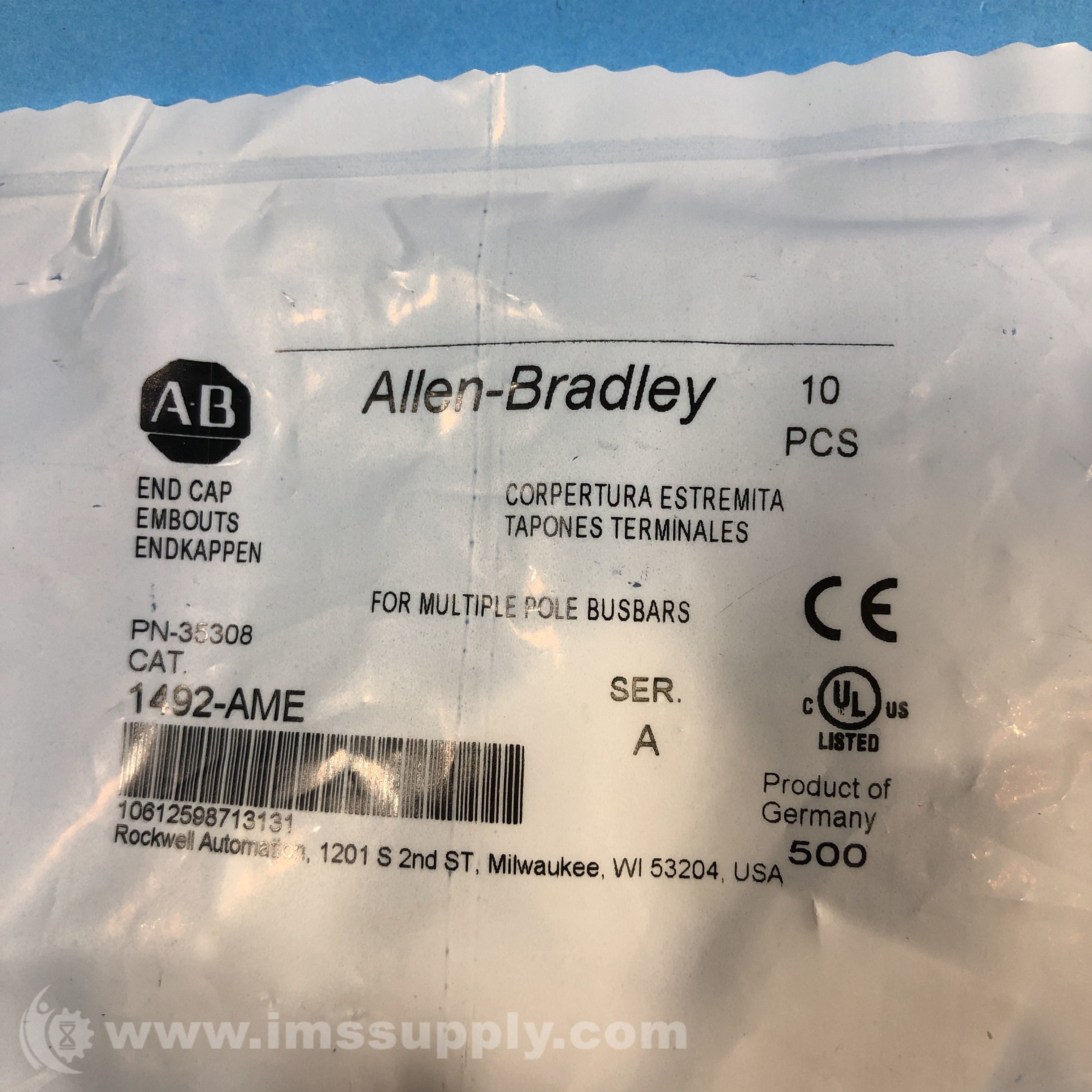 Allen Bradley 1492-AME Series A Bag of 10 Three Phase End Caps - IMS Supply