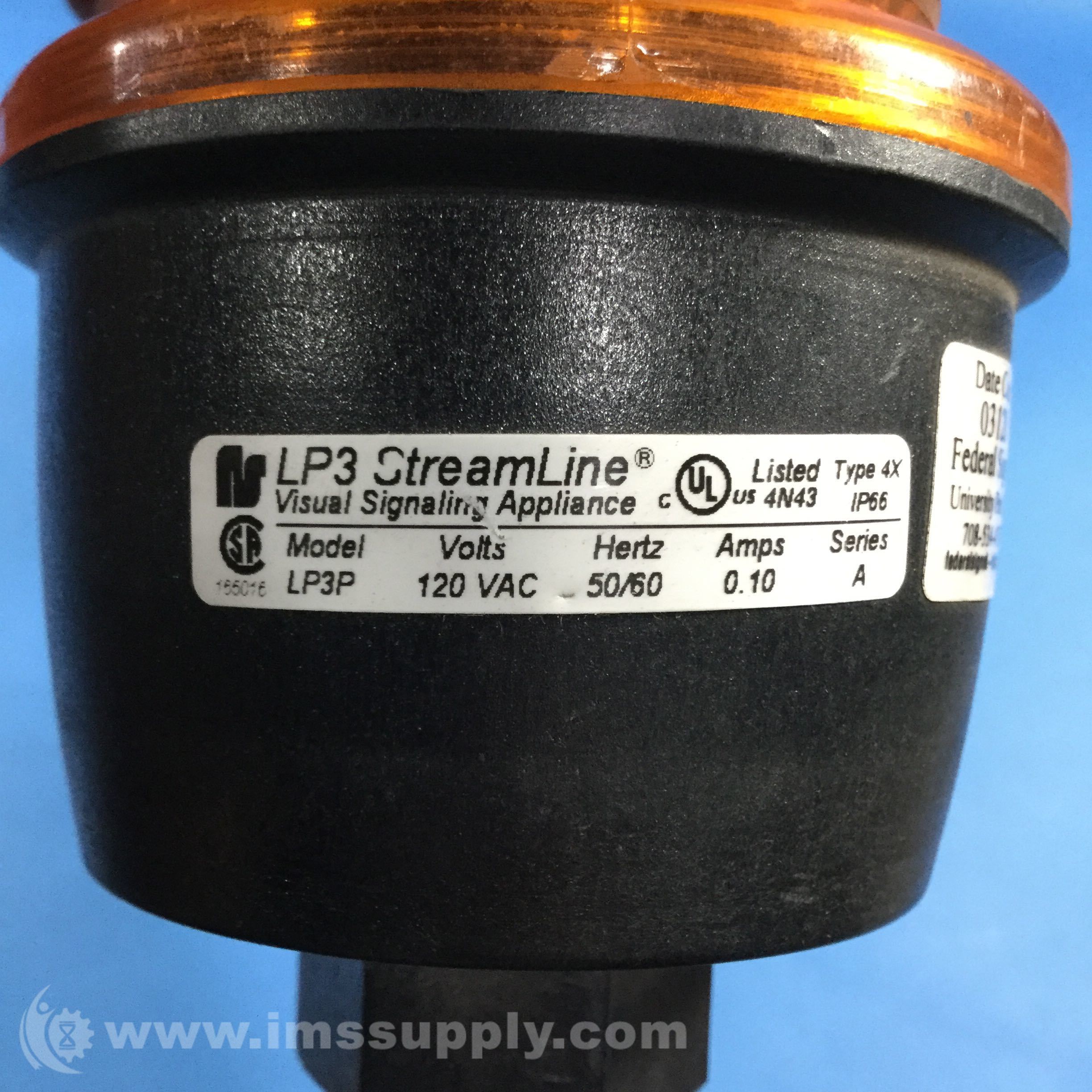 Federal Signal LP3P-120A Strobe, Pipe Mount, 120vac, Amber - IMS Supply