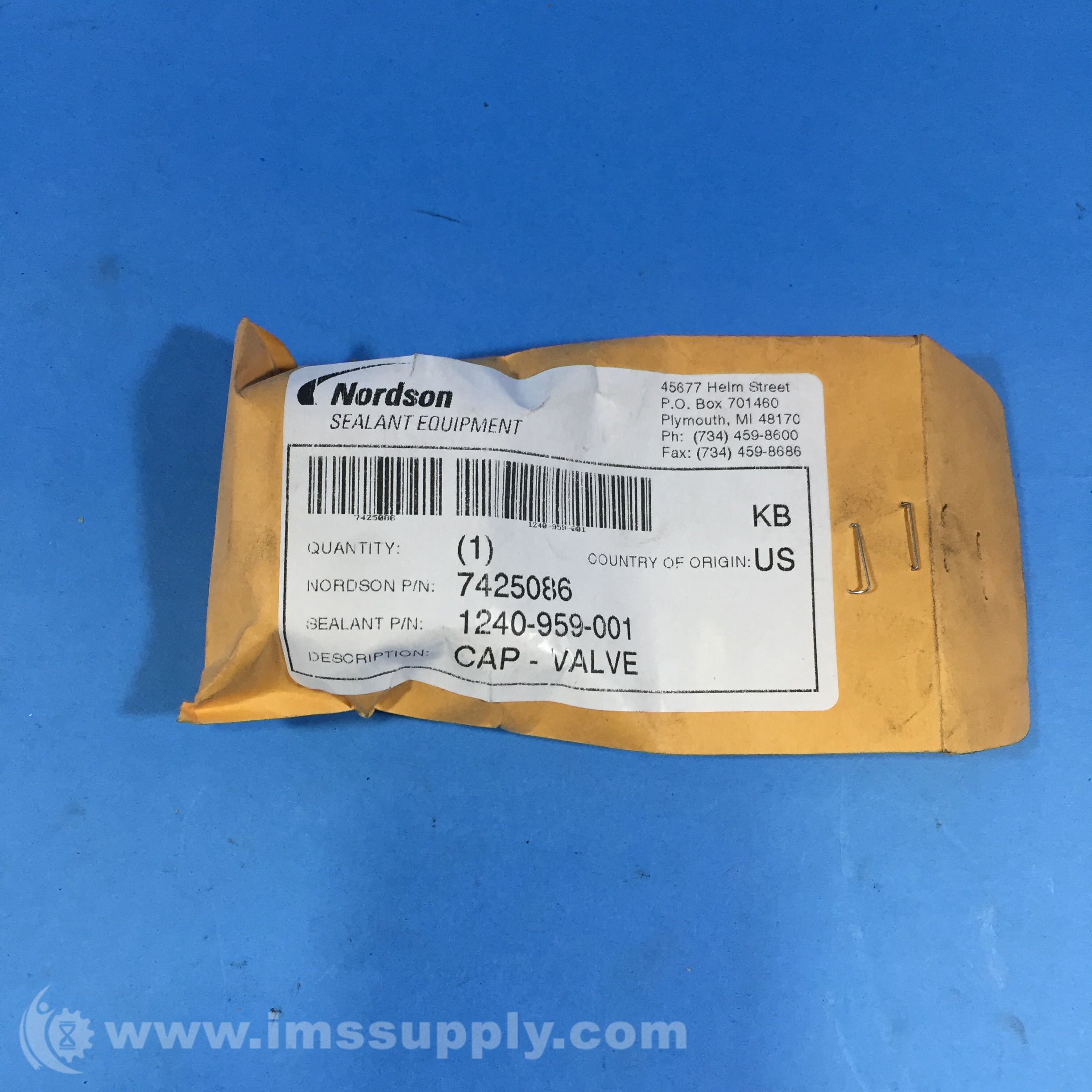 Nordson 7425086 Poppet Valve Cap - IMS Supply