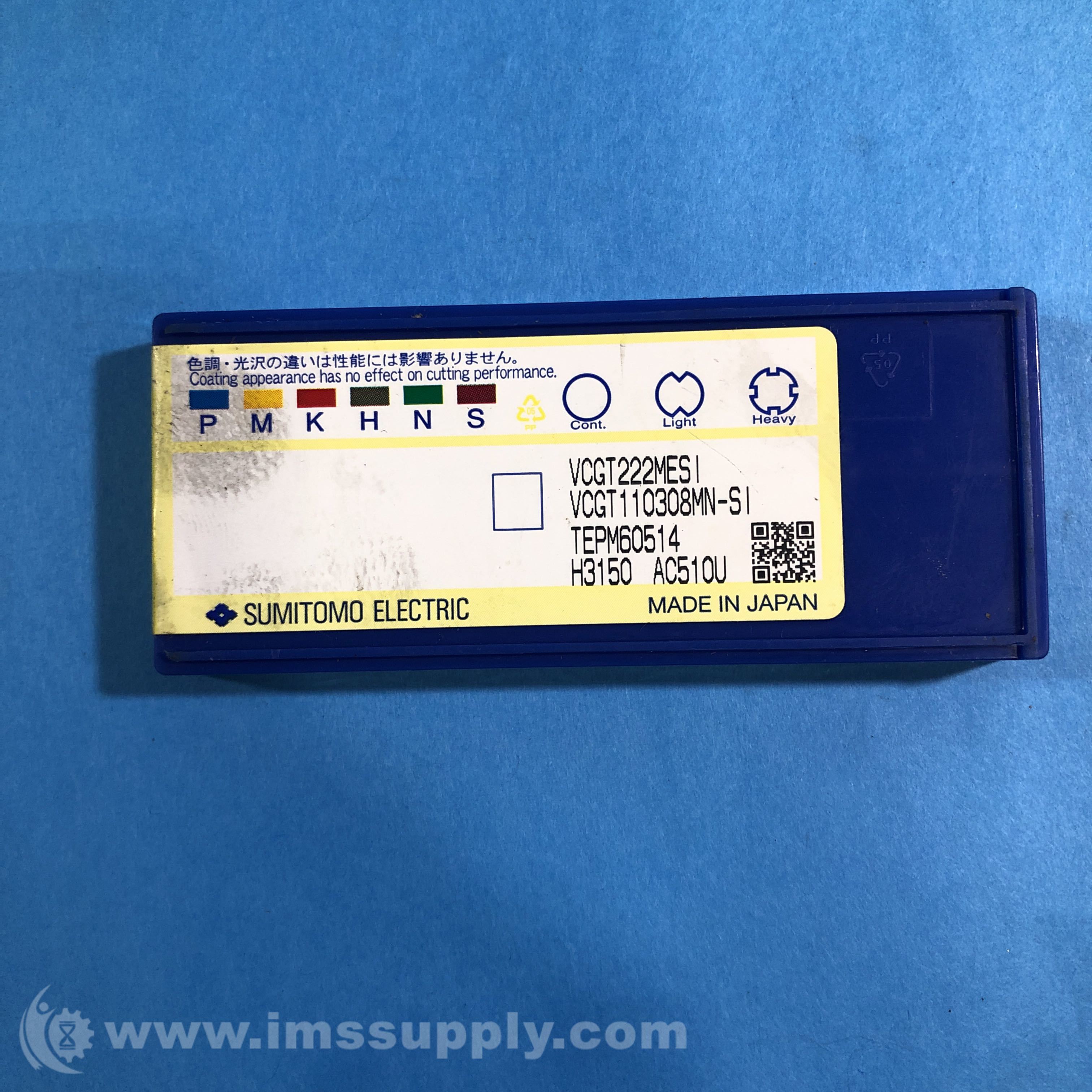 Sumitomo Electric Industries VCGT222MESI-AC510U Box of 10 Inserts - IMS ...