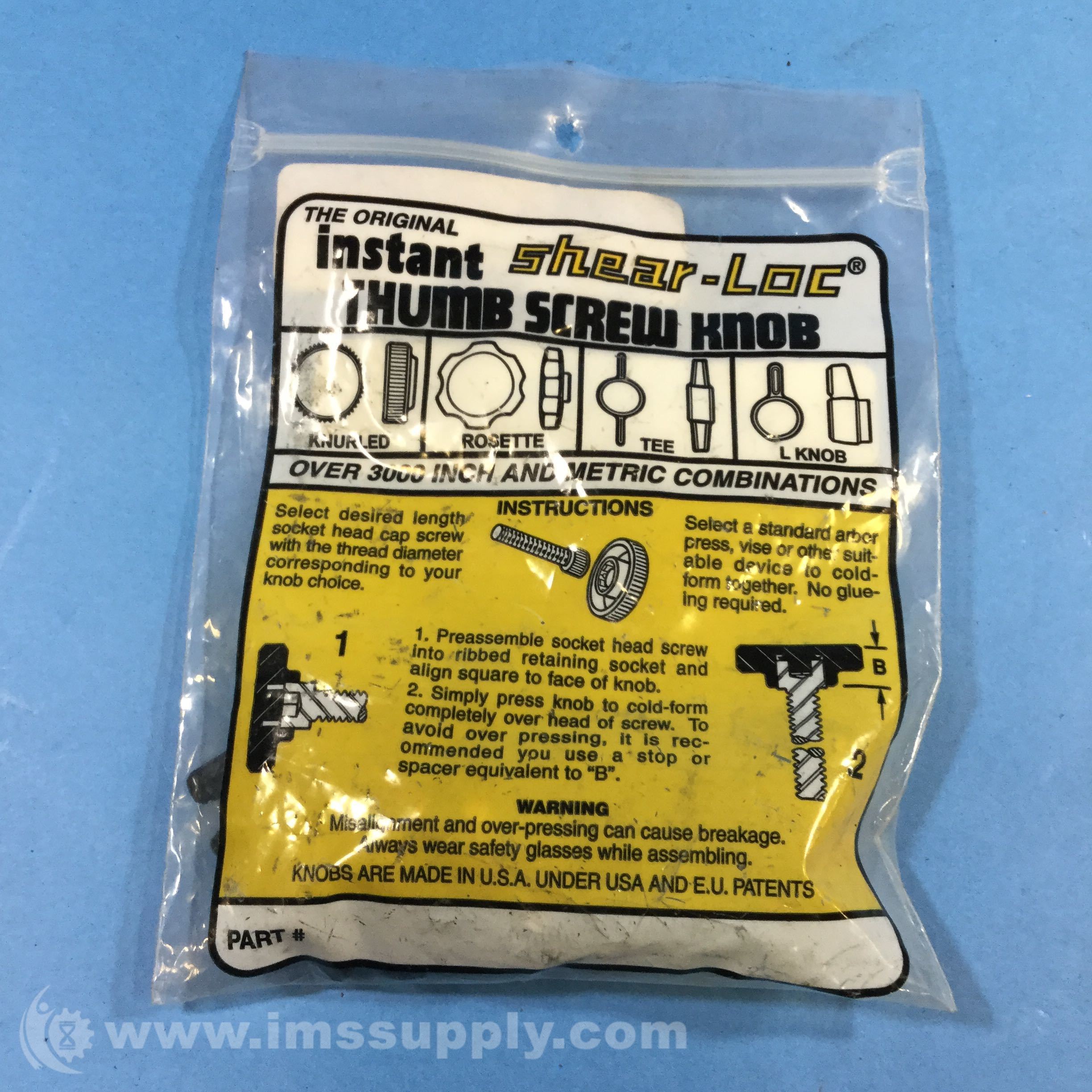 Shear-Loc 924b-2520-0.62s Thumb Screw Knob - IMS Supply