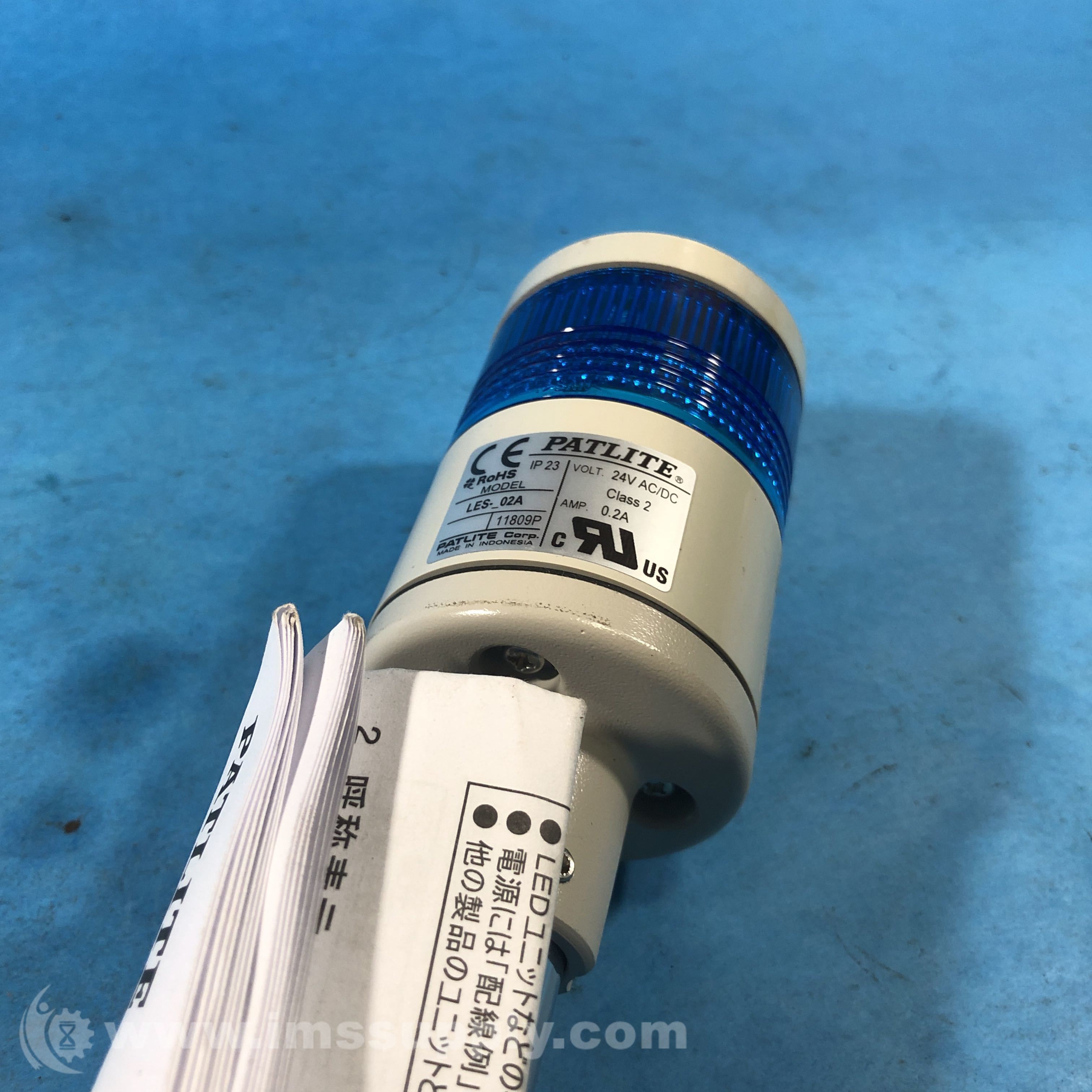 Patlite LES-02A Color Blue Signal Tower, 24V AC/DC, 0.2A - IMS Supply