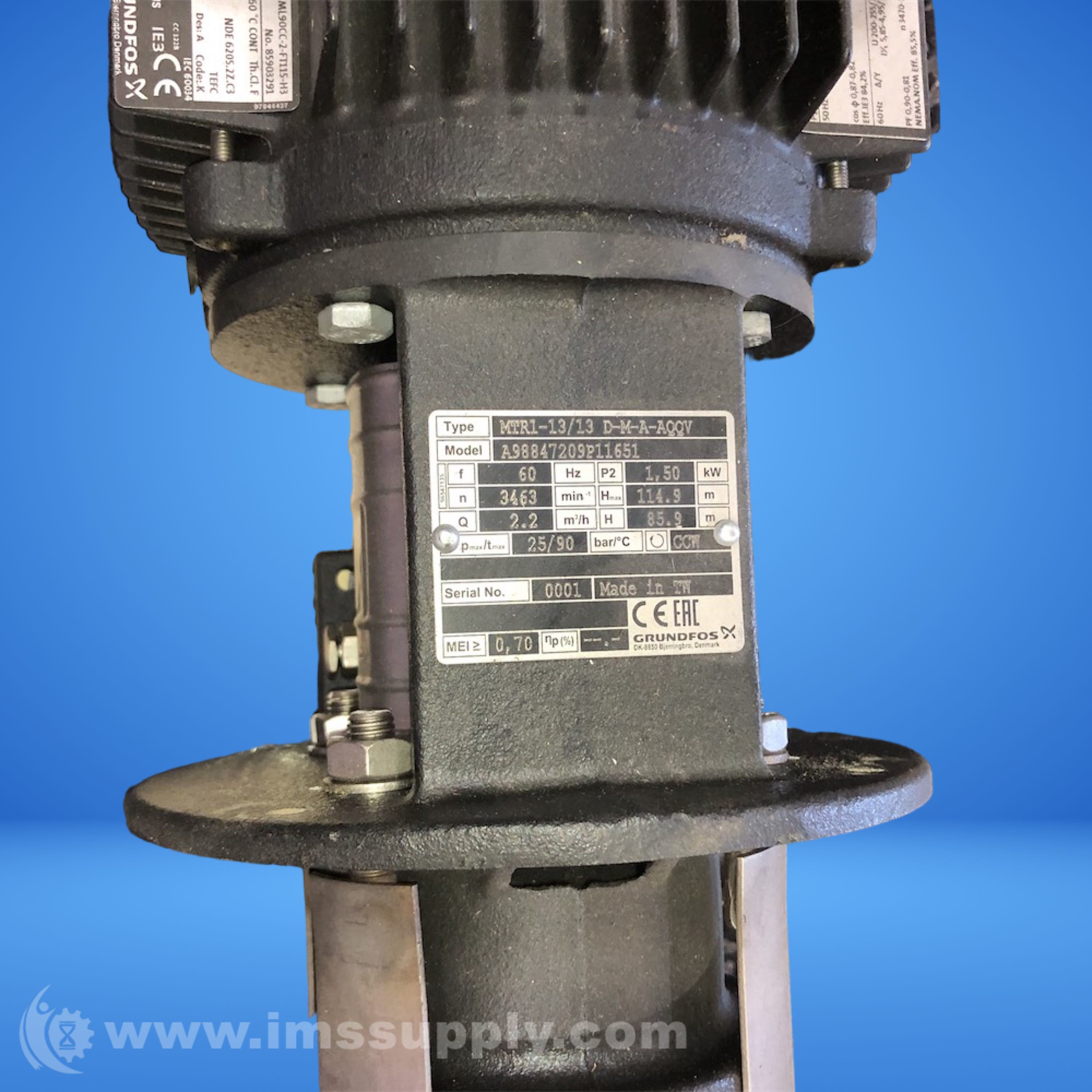 Grundfos MTR1-13/13 D-M-A-AQQV Coolant Pump - IMS Supply