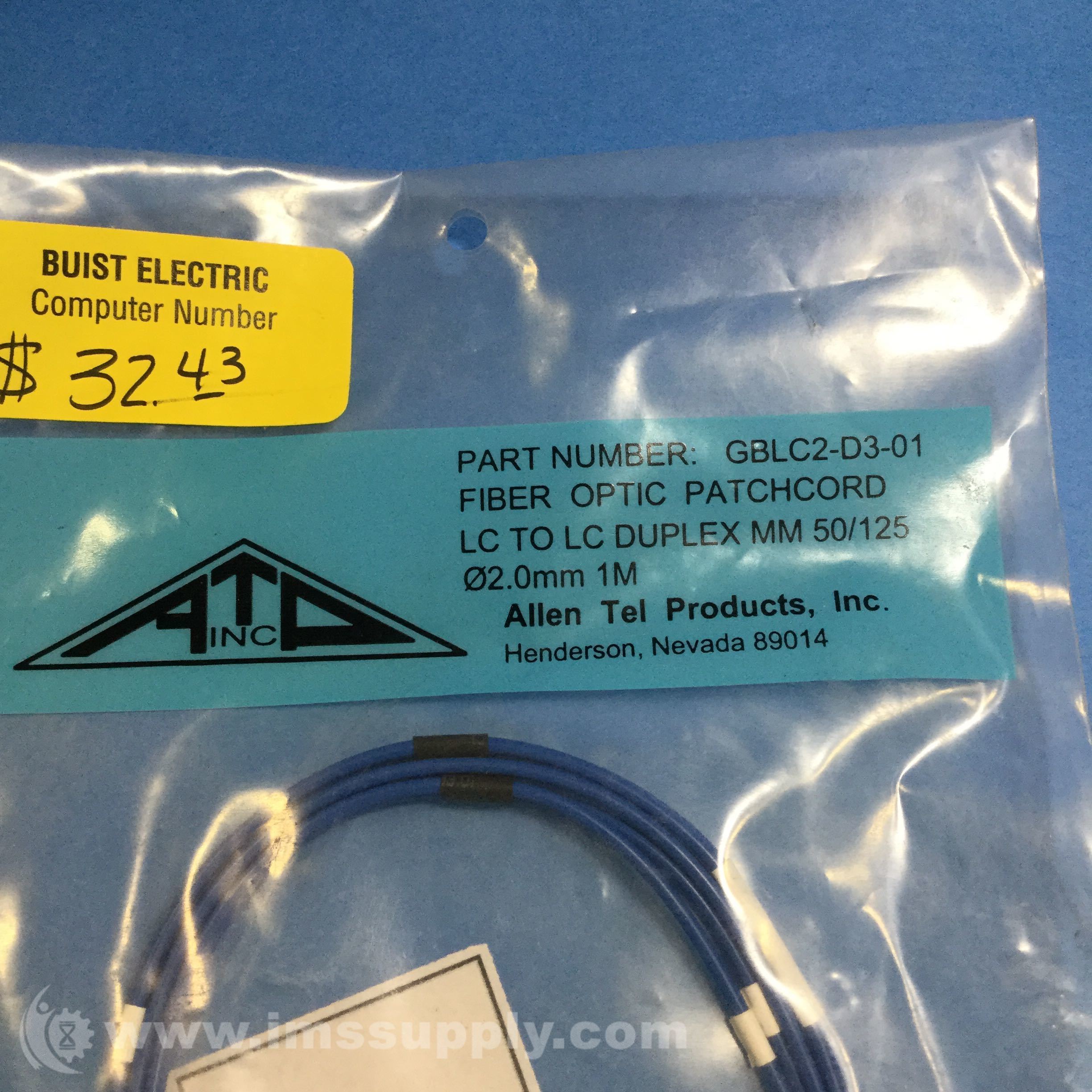 Allen Tel Products INC GBLC2-D3-01 Fiber Optic Cable Assembly - IMS Supply