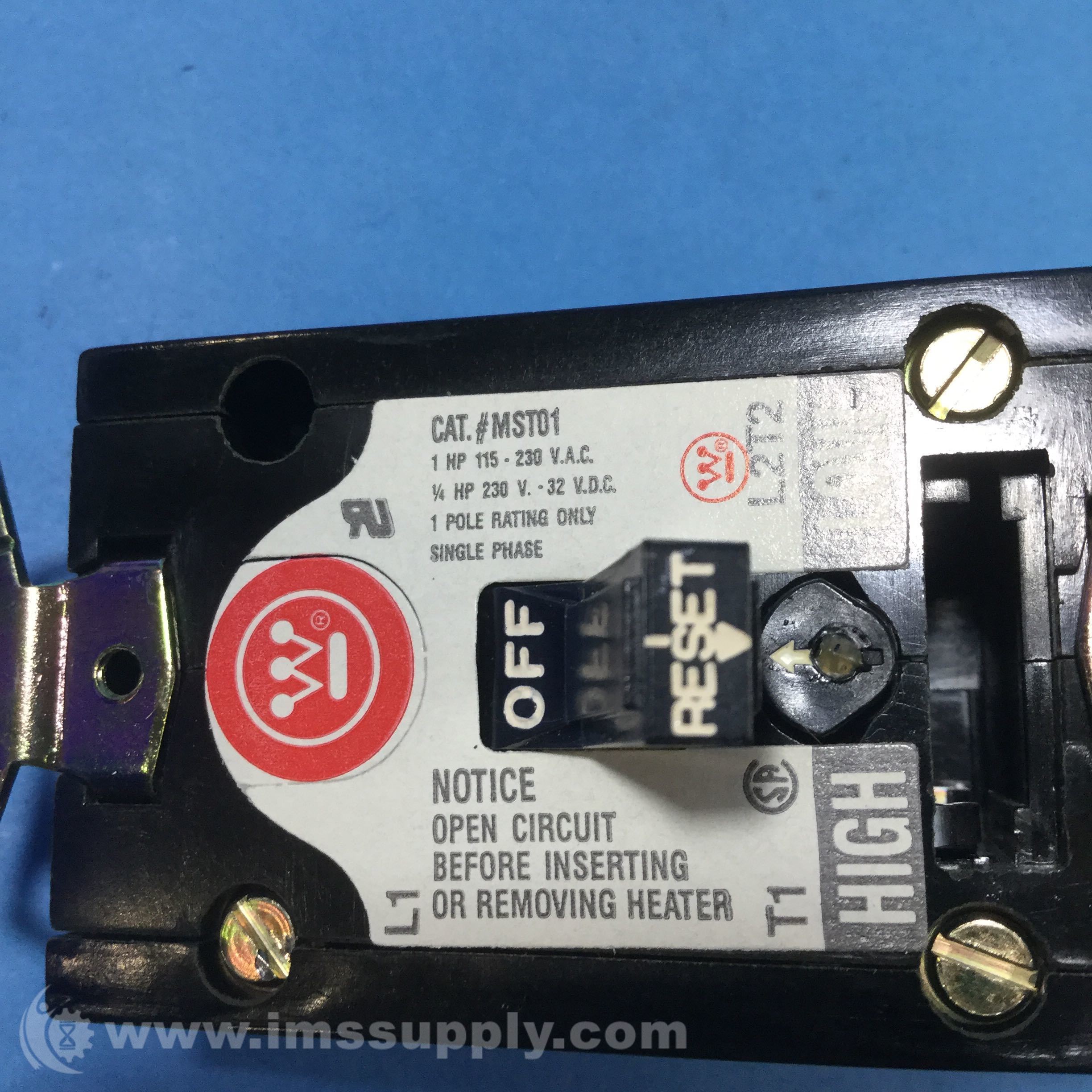 Cutler Hammer MST01 Manual Motor Starter, Toggle Switch, 1PH, 1P - IMS ...