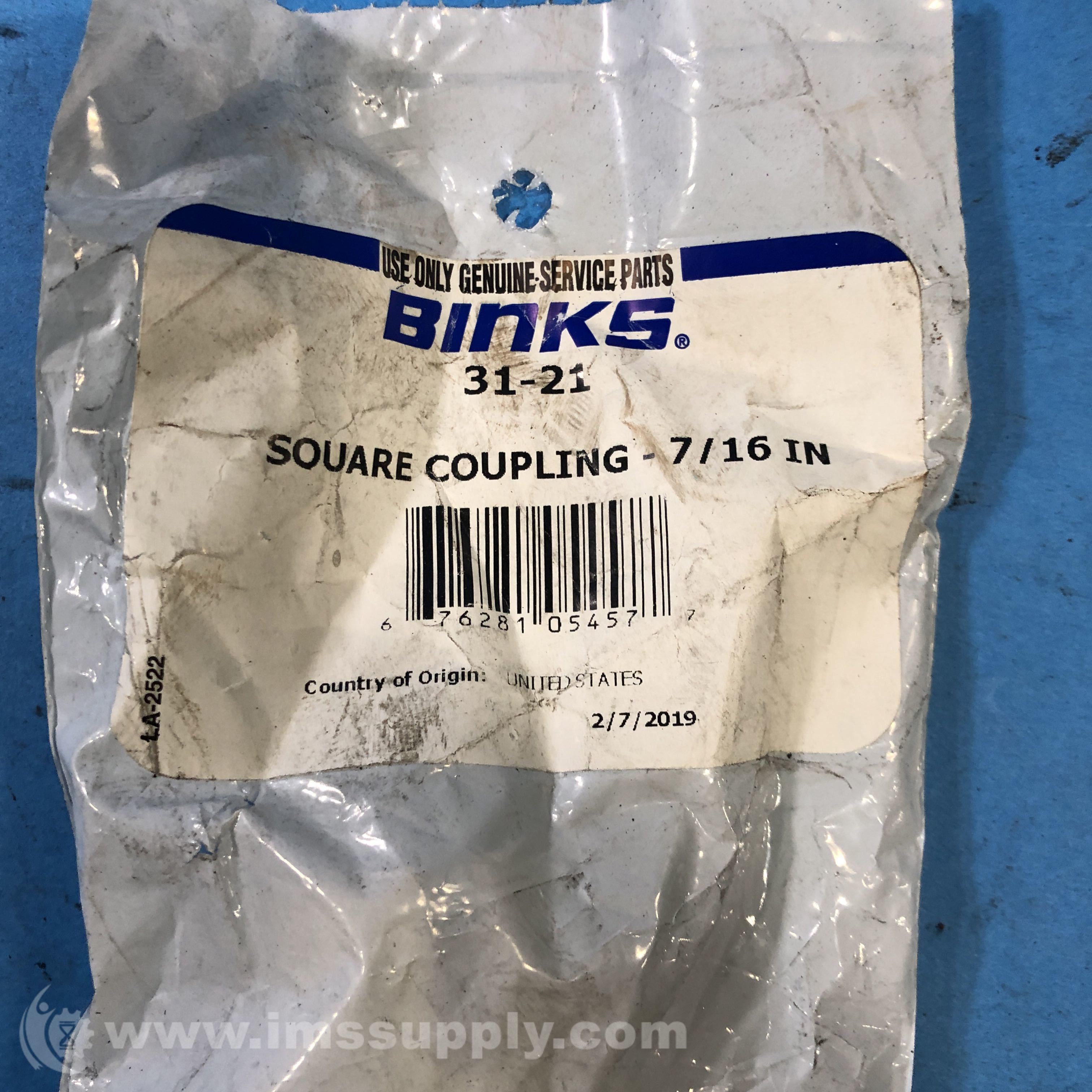 Binks 31-21 Square Coupling 7/16 In - IMS Supply