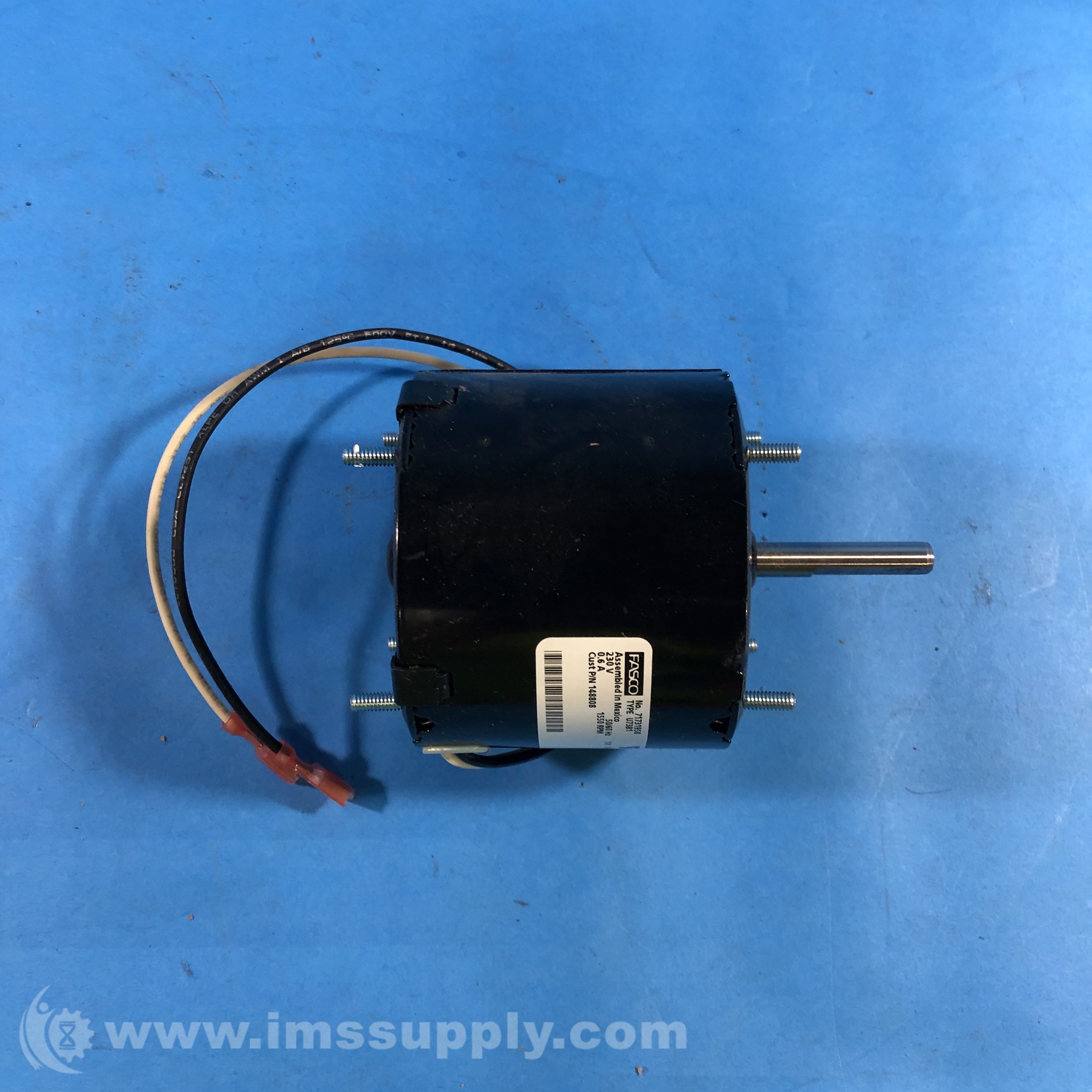 Fasco 71731958 Fan Motor, Type U73B1, 230V, 0.6 A - IMS Supply