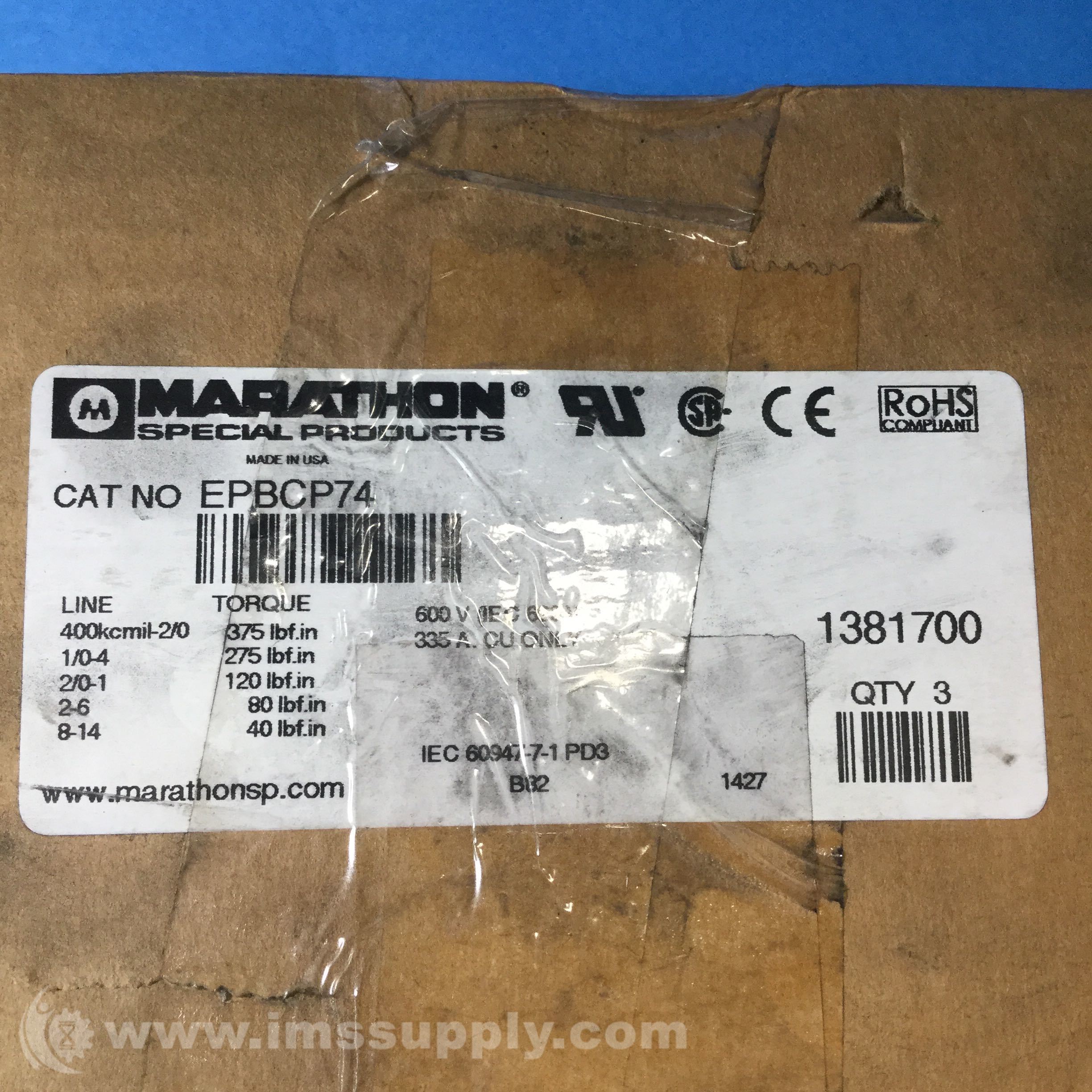 Marathon EPBCP74 Box of 3 Power Distribution Blocks - IMS Supply