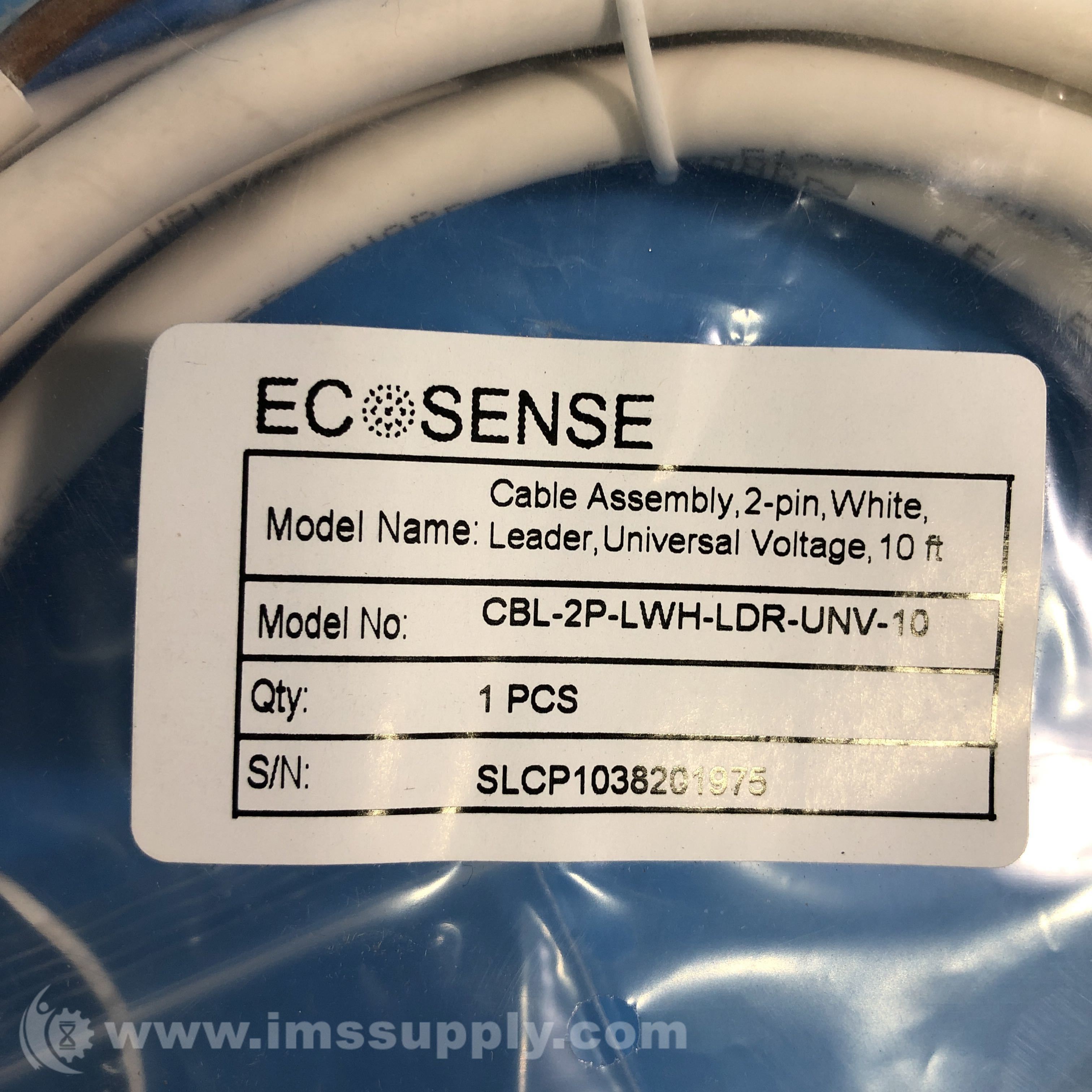 Ecosense CBL-2P-LWH-LDR-UNV-10 Lighting Fixture Cable Assembly - IMS Supply