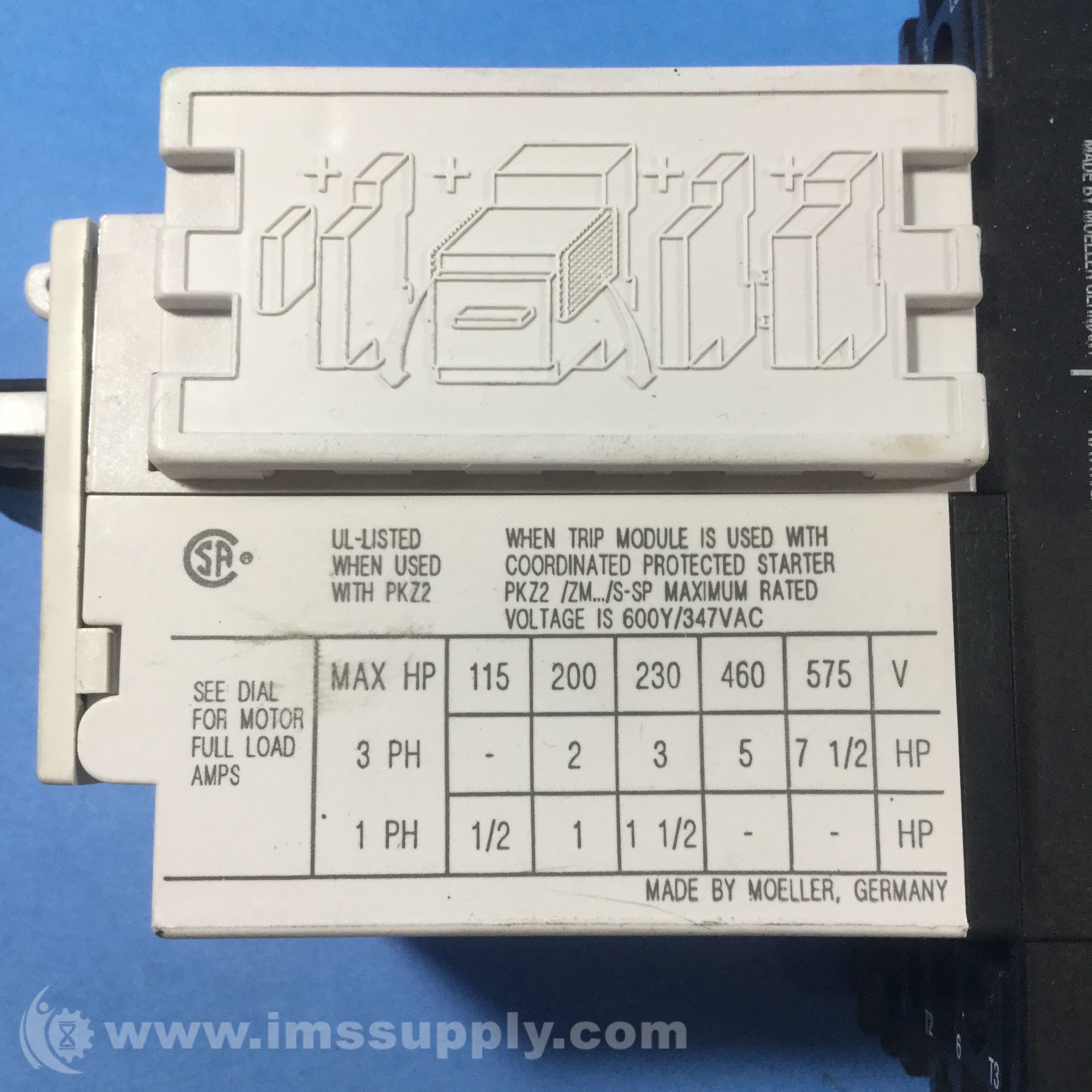 Moeller Electric PKZ2/ZM-10 Manual Motor Protector Basic Module - IMS ...