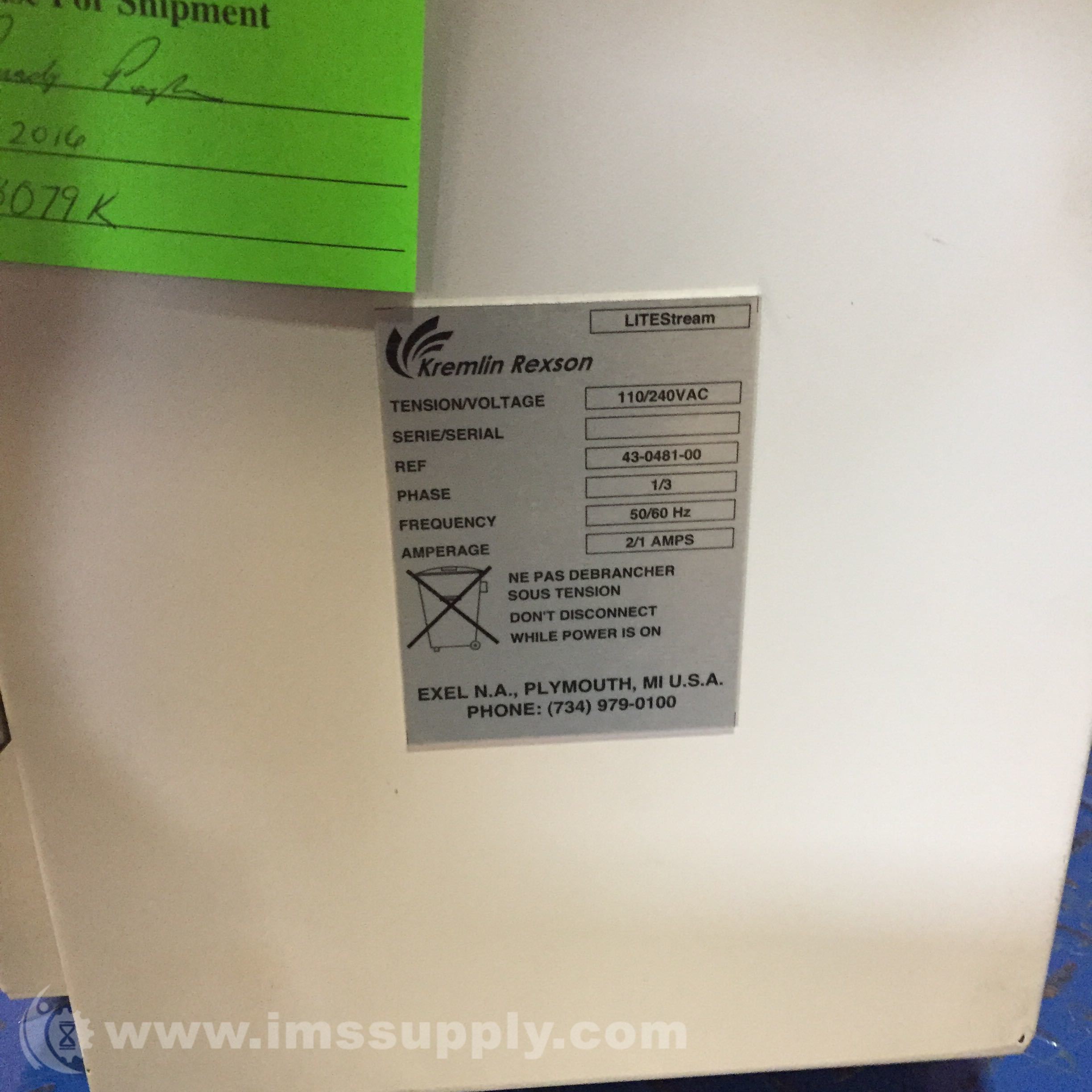Kremlin Rexson 120-762 LITEStream DeviceNet Controller Panel - IMS Supply