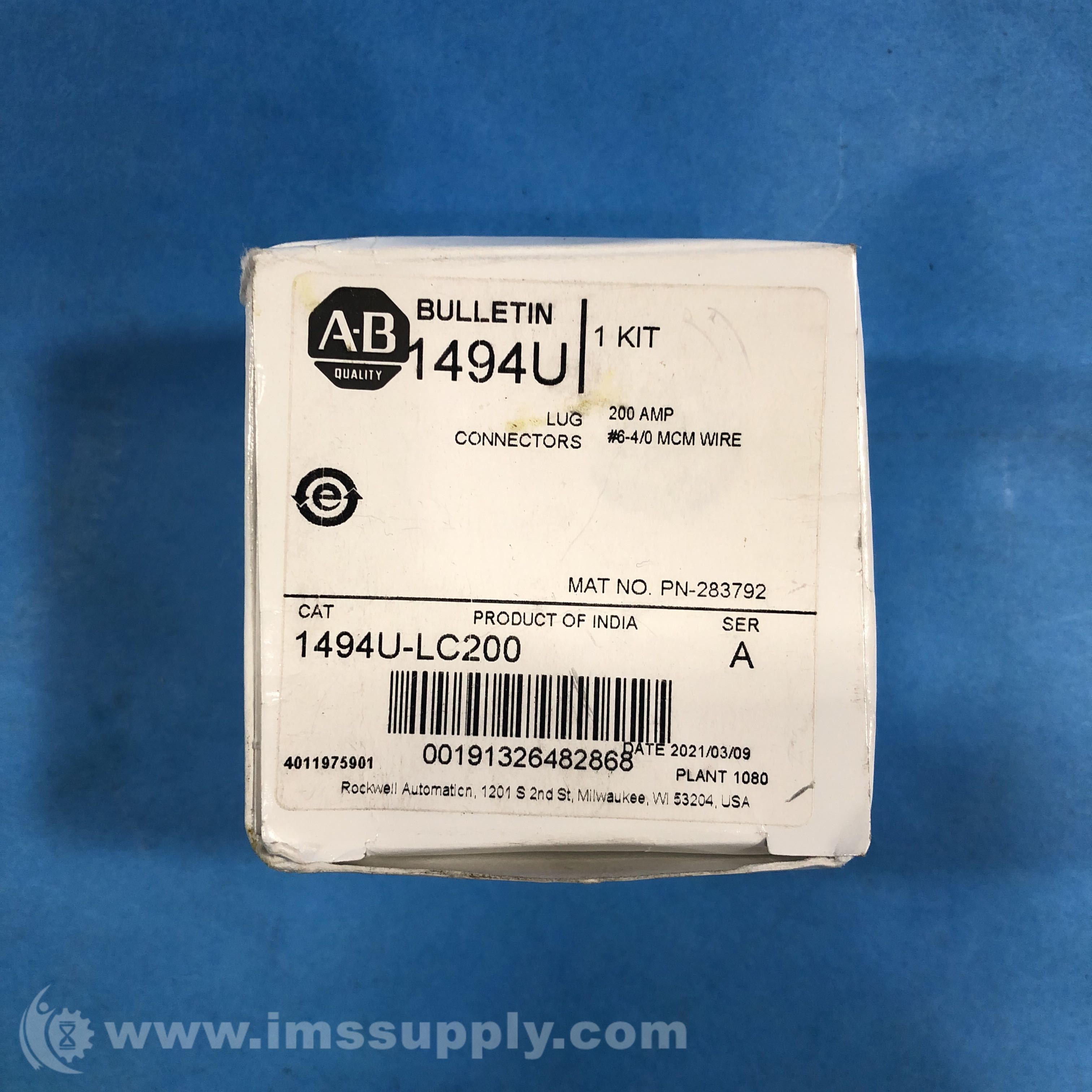 Allen Bradley 1494U-LC200 Series A 200A Copper Lug Kit - IMS Supply