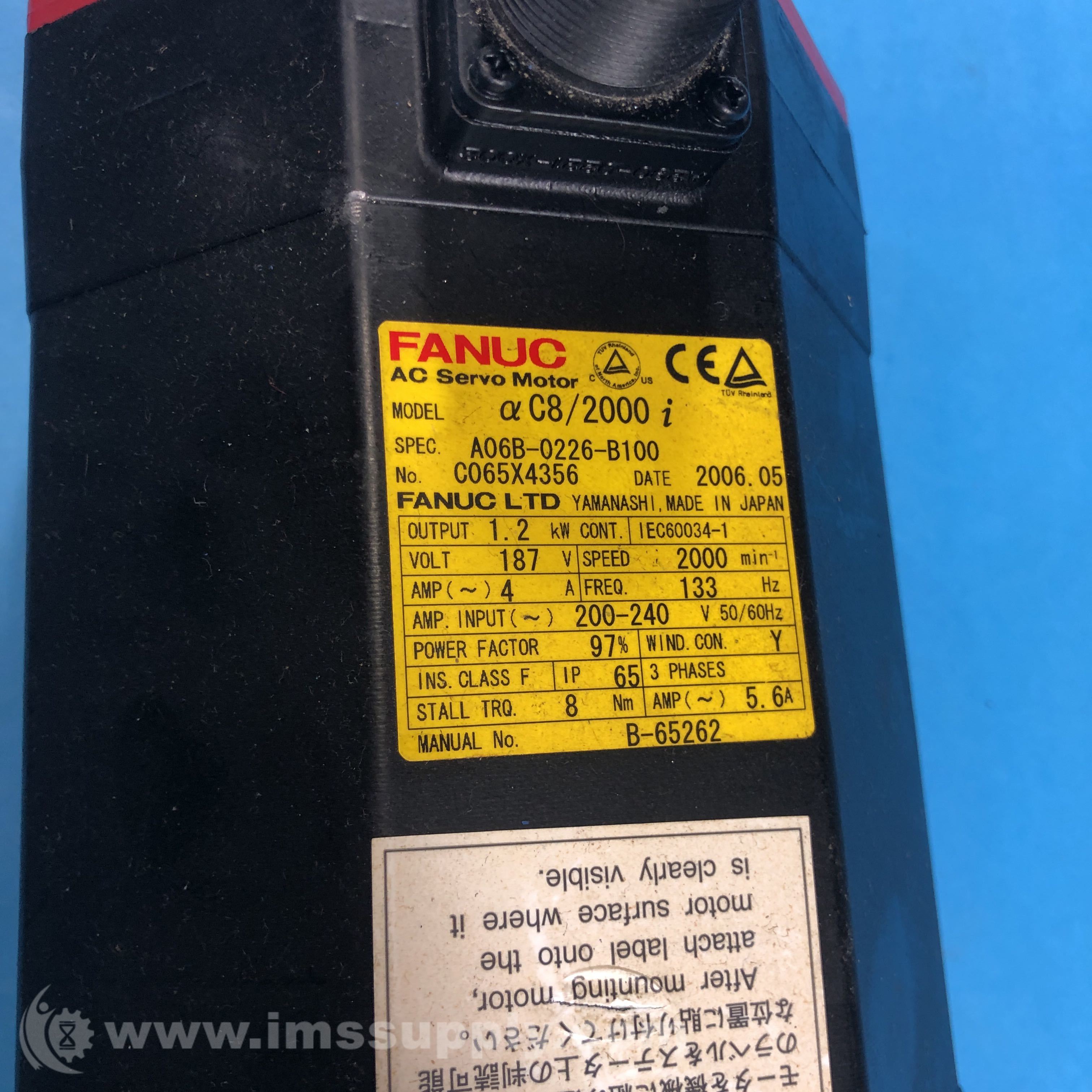 Fanuc A06B-0226-B100 AC Servo Motor 2000RPM 200-240V 50/60Hz - IMS Supply