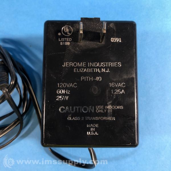 Jerome Industries PITH-40 Class 2 Transformer, 120 VAC, 60 Hz, 25 - IMS ...