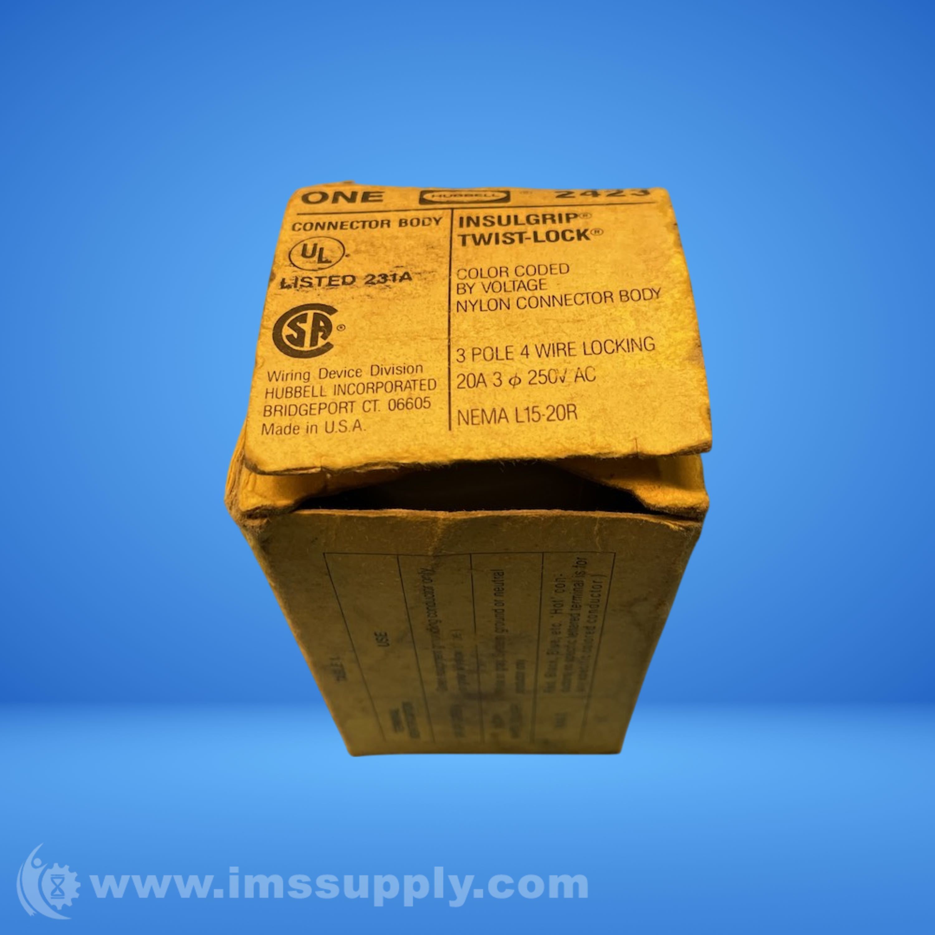 Hubbell 2423 231A Insulgrip Twist-Lock, 20A 250V 3 Pole 4 Wire - IMS Supply